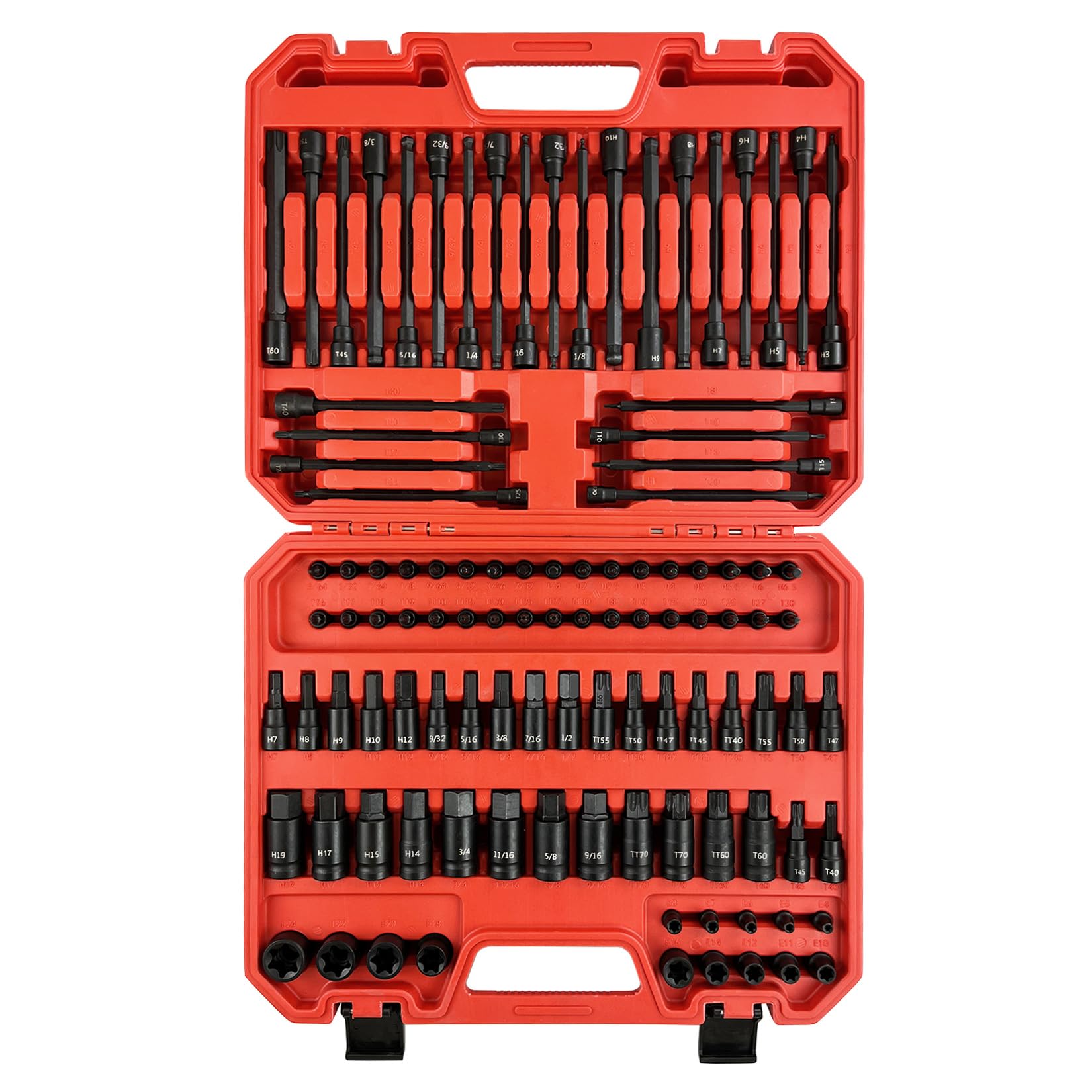 Snapklik.com : 107PCS Bit Socket Set,1/4”,3/8 & 1/2” Drive Bit Socket ...