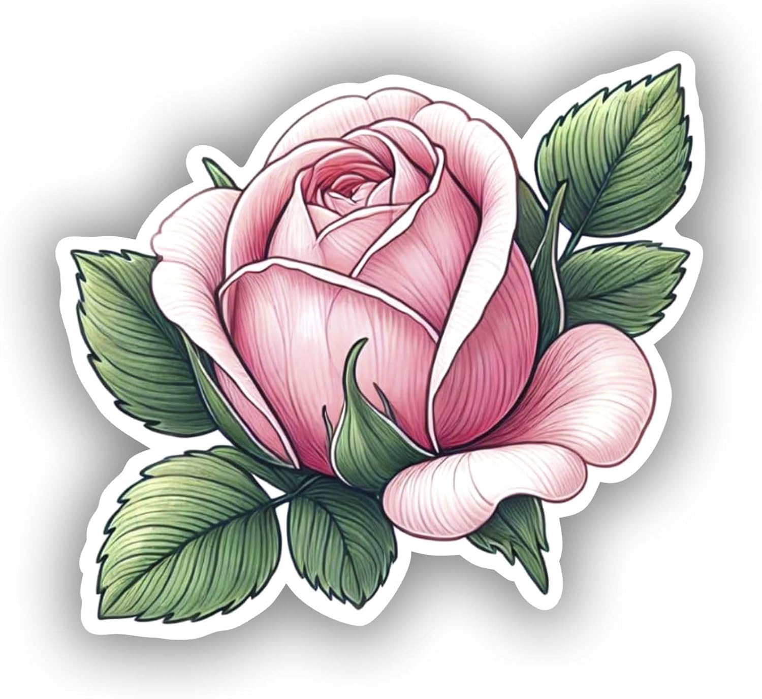 Amazon.com: Delicate Pink Rosebud Vinyl Sticker for Laptop, Wall, Car ...