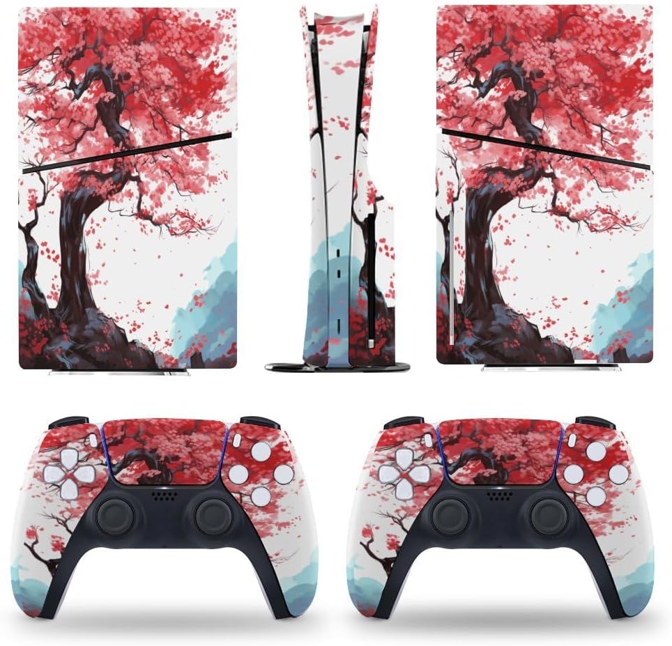 Amazon.com: Buyidec Sticker Skin for PS5 Slim Disc Cherry Tree Blossom ...