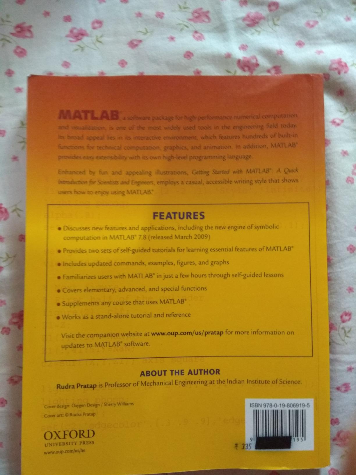 Getting Started With Matlab A Quick Introduction For Scientists And Engineers Rudra Pratap