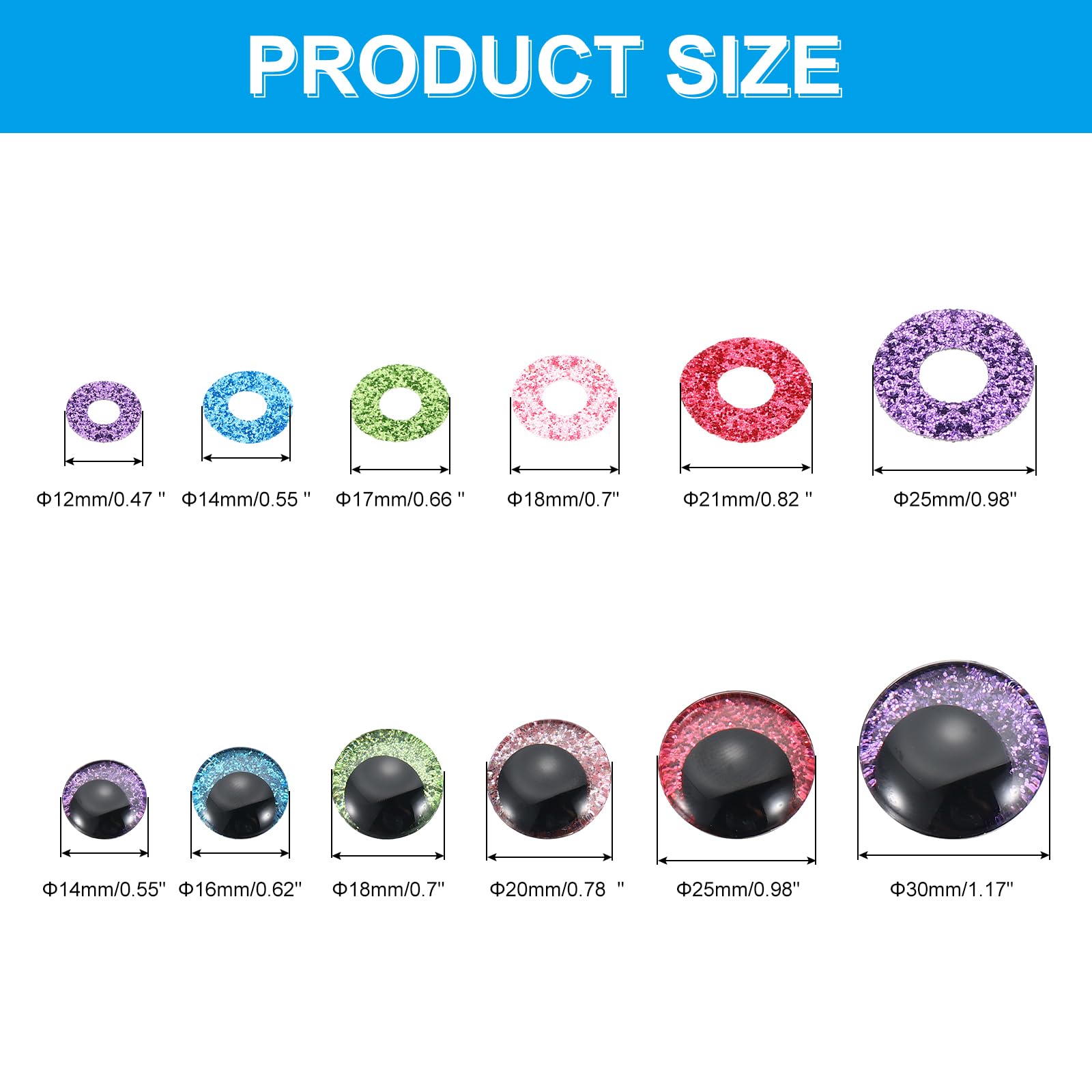 Googly Eyes Self Adhesive PATIKIL 14mm Flash Safety Eyes, 24 Pcs Doll ...