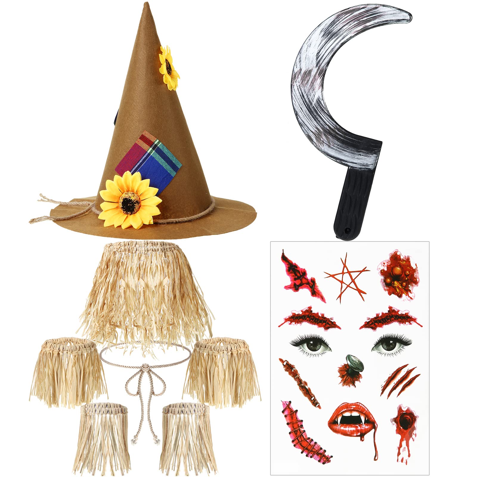 Amazon.com: Cindeer 9 Pcs Halloween Scarecrow Costume, Including ...