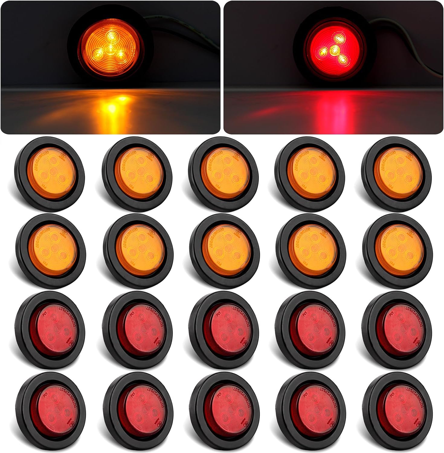Amazon.com: MCRESOAR 20Pcs 2" Inch Round Led Marker Lights 4 LED, 10 ...