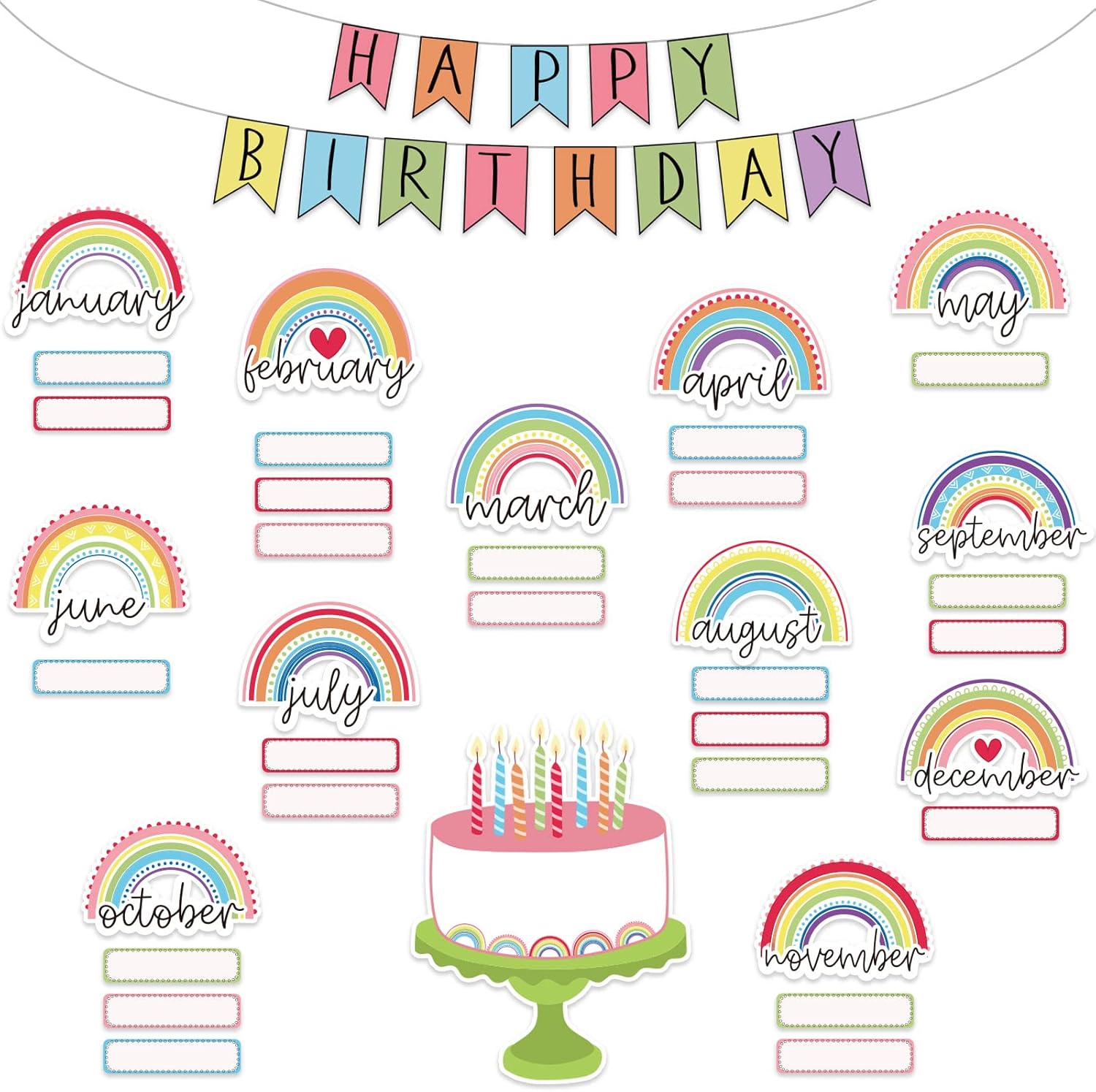 Whaline Classroom Decor Happy Birthday Bulletin Board Decorations ...