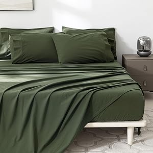 Amazon.com: BDEAR 100% Washed Cotton Bedding Sheets Sets Cover Size ...