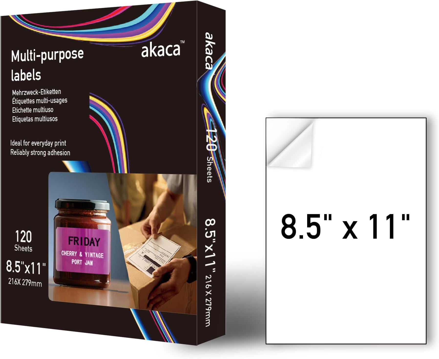 Amazon.com : akaca 8.5" x 11" Premium Self Adhesive Labels Matte, 120 Sheets, Printable White ...