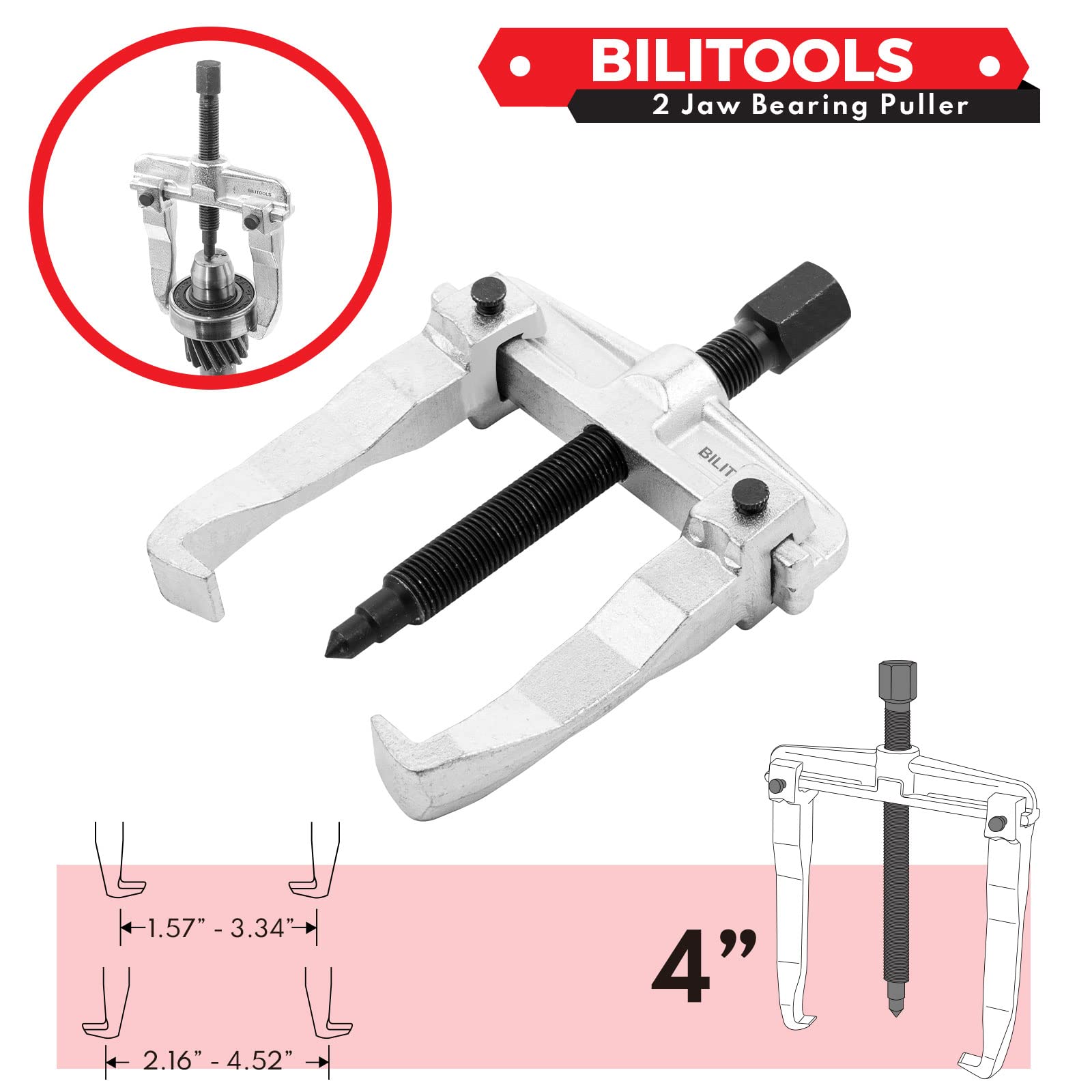 Snapklik.com : 4 2-Jaw Gear Puller, Internal External For Removal Of Pulleys Flywheels Bearings ...