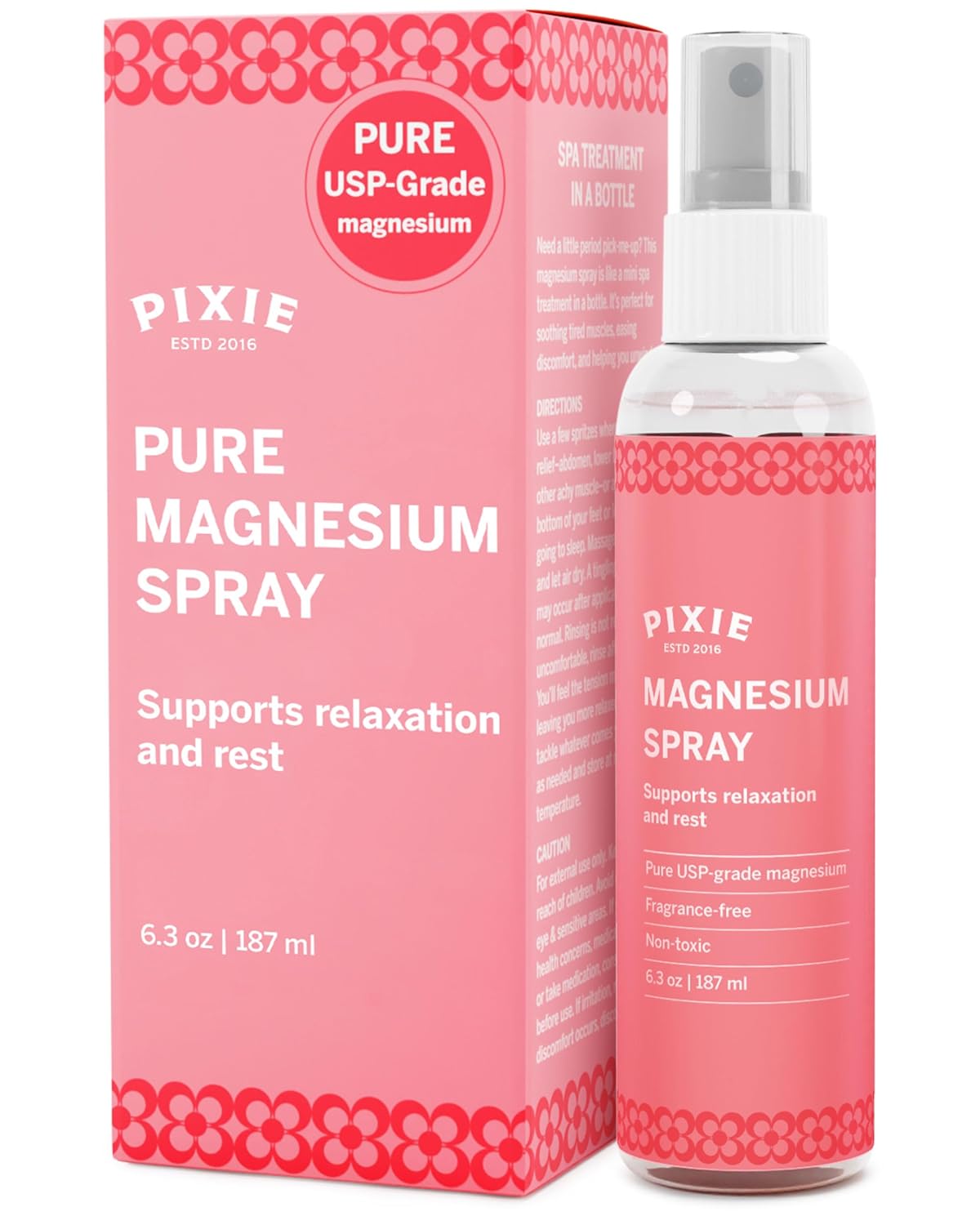 Amazon.com: Pixie Pure Magnesium Oil Spray for Feet & Body – USP Grade Magnesium Chloride – Fast ...