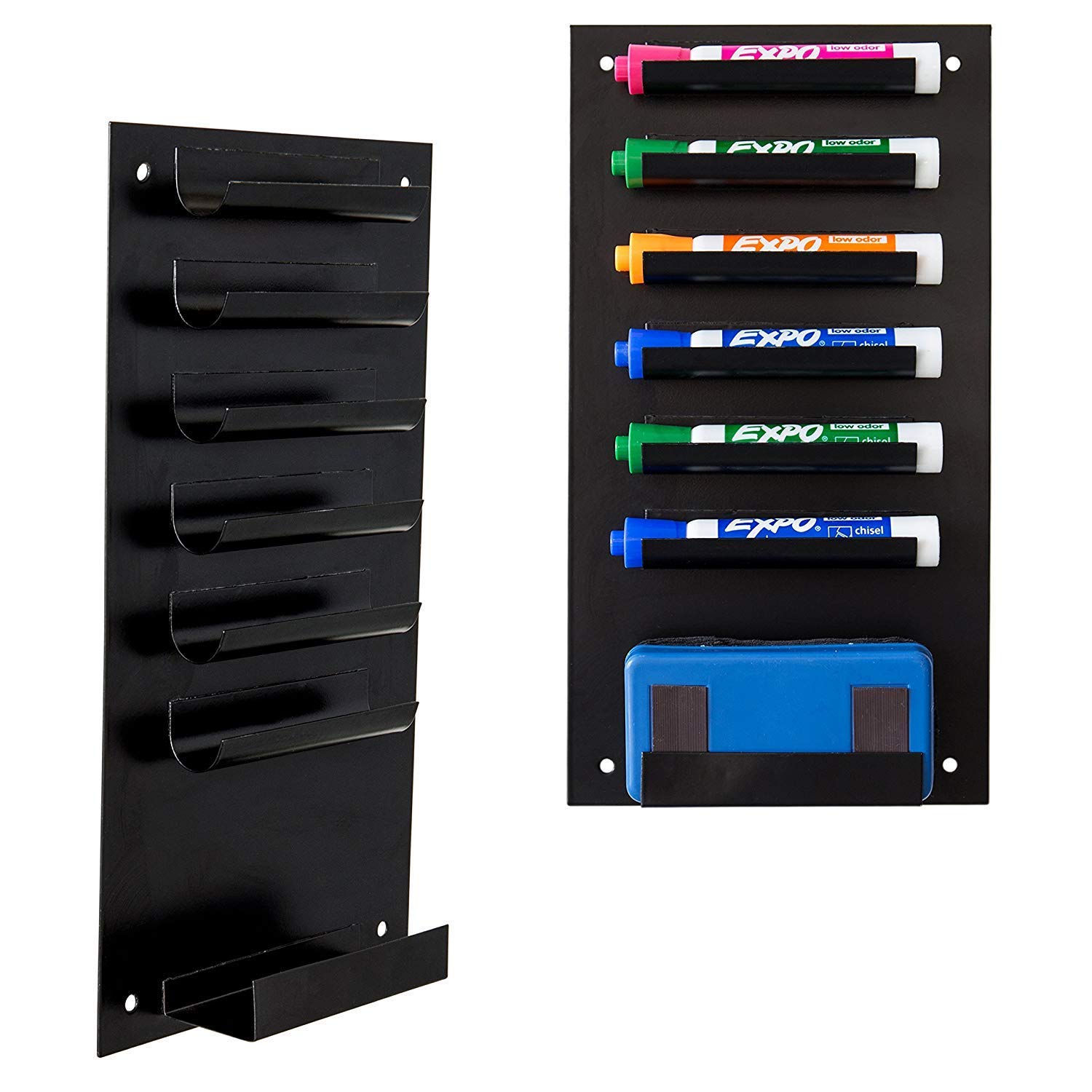 INDIAN DECOR. 35003 Black 6-Slot Wall Mounted Metal Dry Erase Marker ...