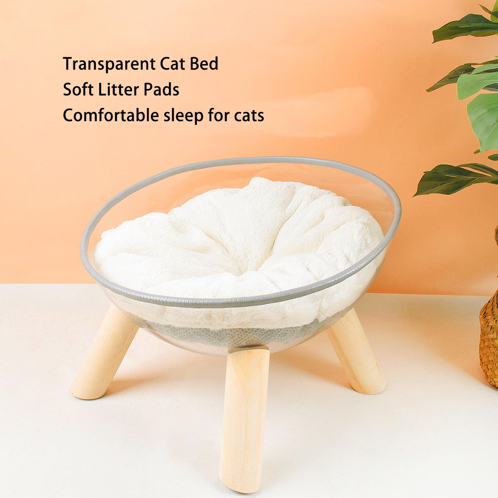 Clear Space Capsule Cat Bed Cat Nest Bed with Cushion Transparent ...