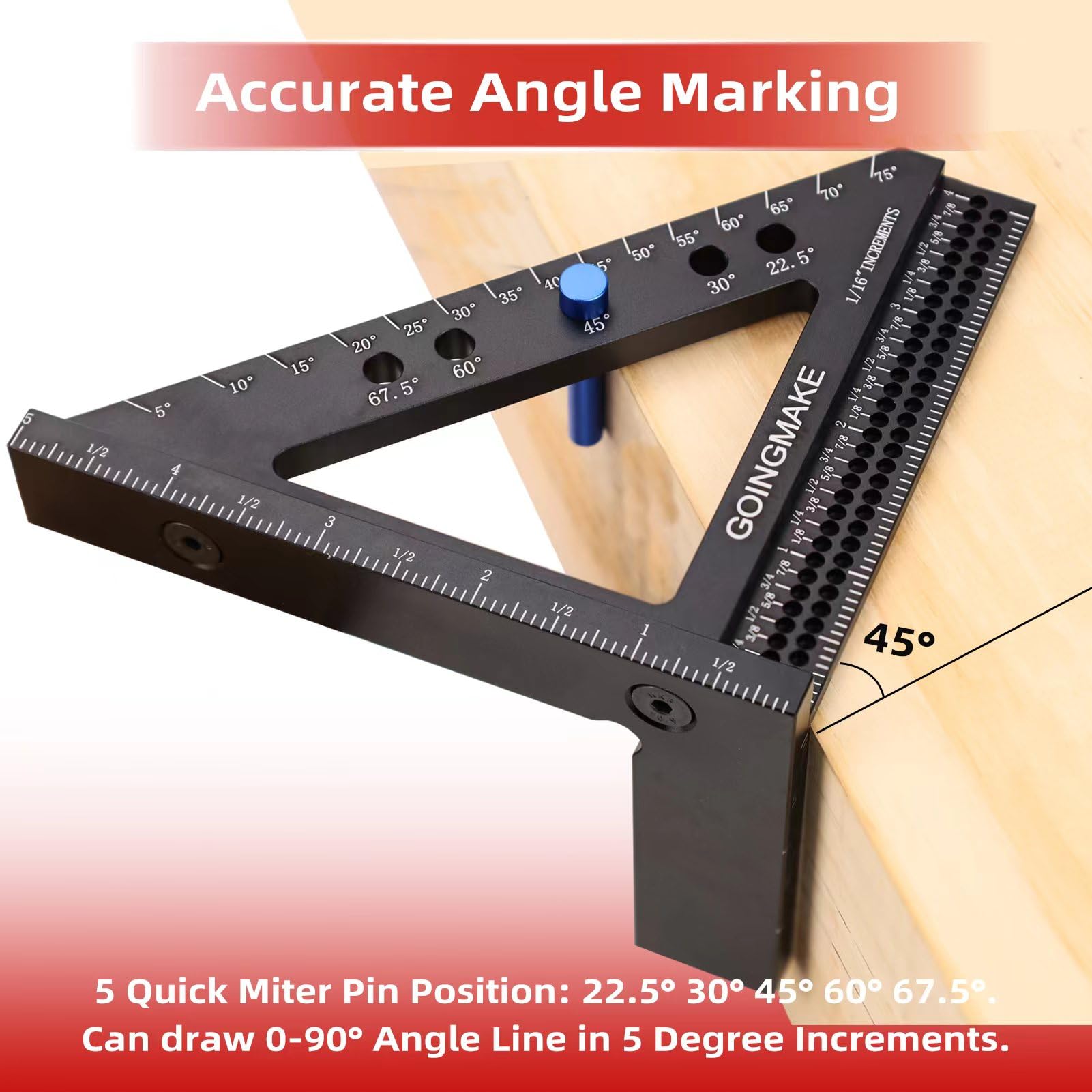 Snapklik.com : GOINGMAKE 4 In 1 Carpenter Square 4 X 5 Inch Precision ...