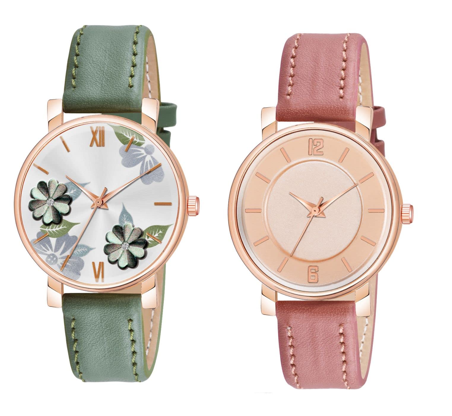 Buy KIROH Green Flower and 6 to 12 Antique Dial Analogue Stylish ...