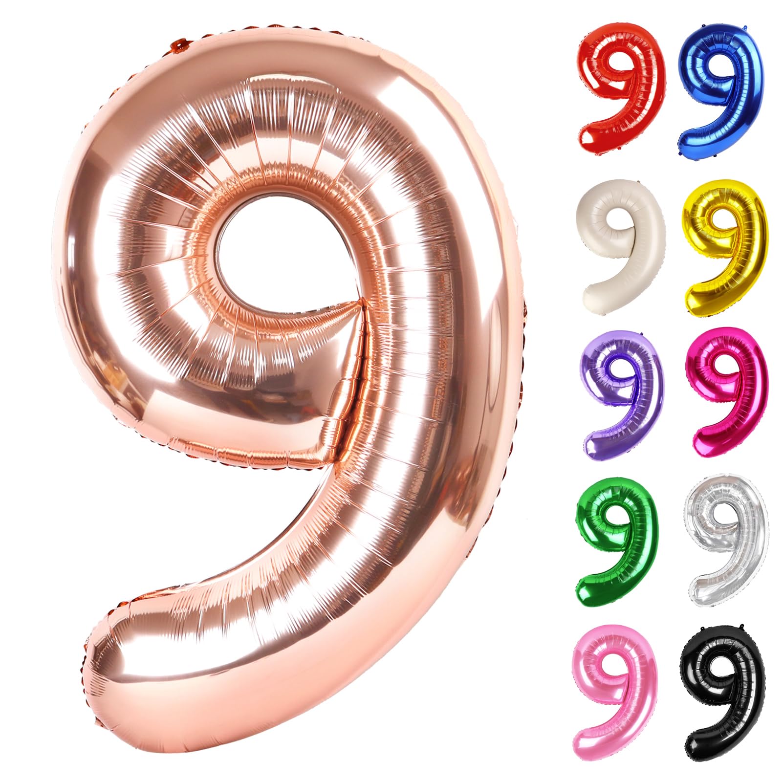 Amazon.com: Rose Gold Number 9 Balloon 40 Inch, 9 Balloon Number, 9th ...
