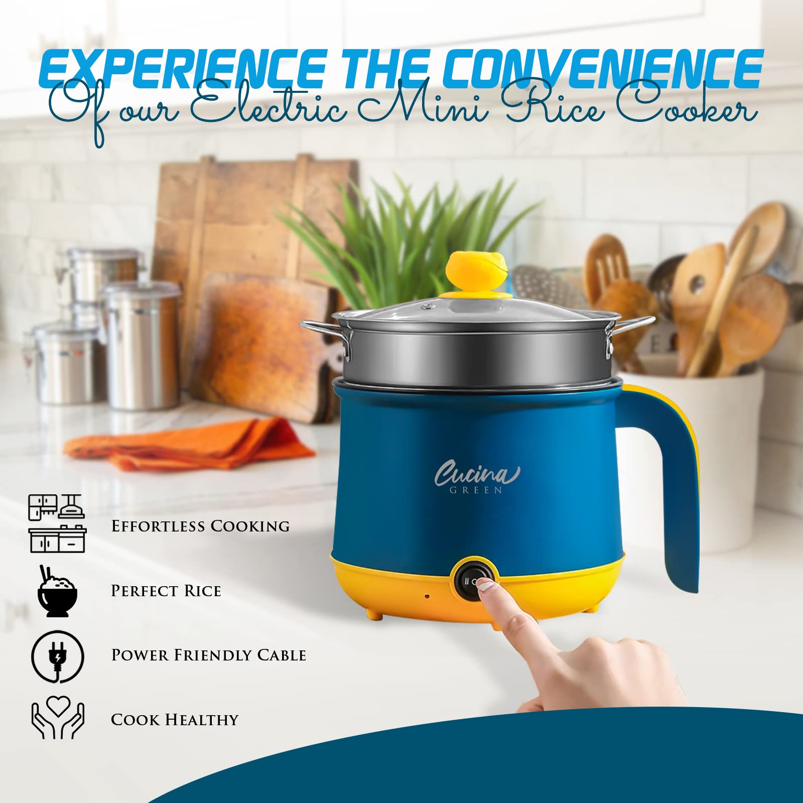 Cucina Green 4 Cups Instant Mini Electric Rice Cooker - Stainless Steel ...