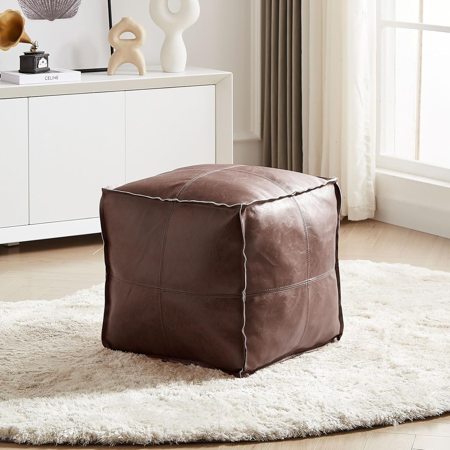 Beautiful Beanbags - Stylish Faux Leather Cube Footstool - Pouffe ...