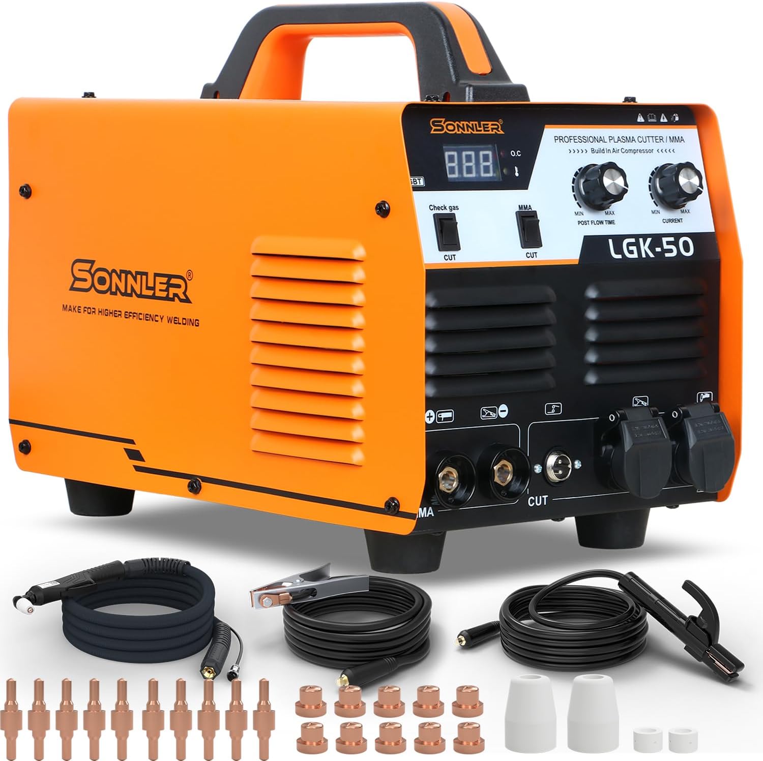 SONNLER 50A Plasma Cutter, 220V Digital Inverter IGBT Plasma Cutter ...