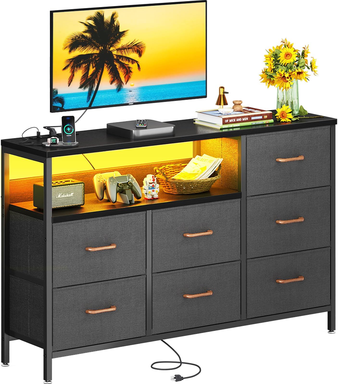 Amazon.com: EnHomee Dresser TV Stand for Bedroom with LED Lights ...