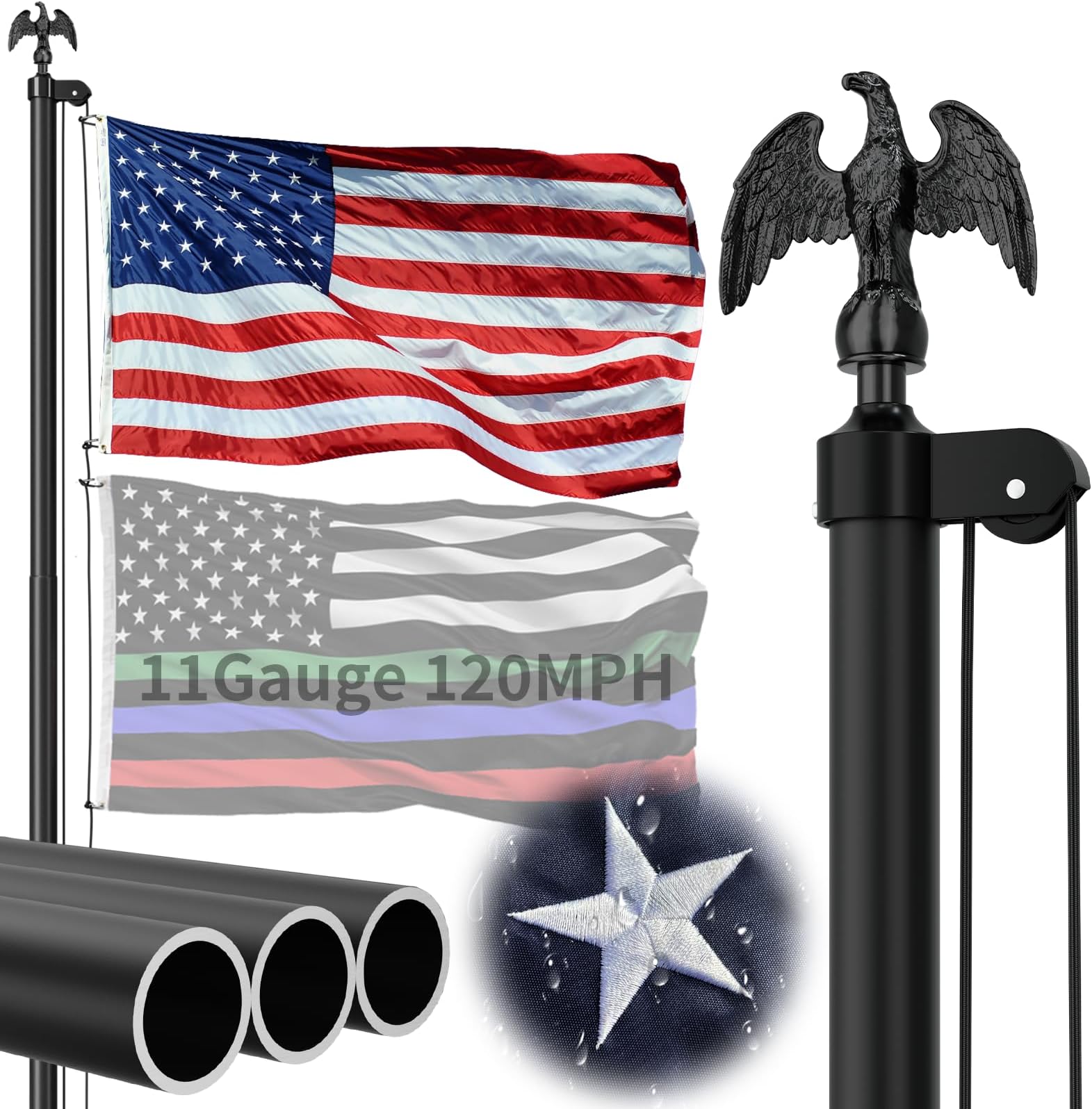 Amazon.com : FFILY Heavy Duty Flag Pole, 25 FT 12 Gauge Extra Thick ...
