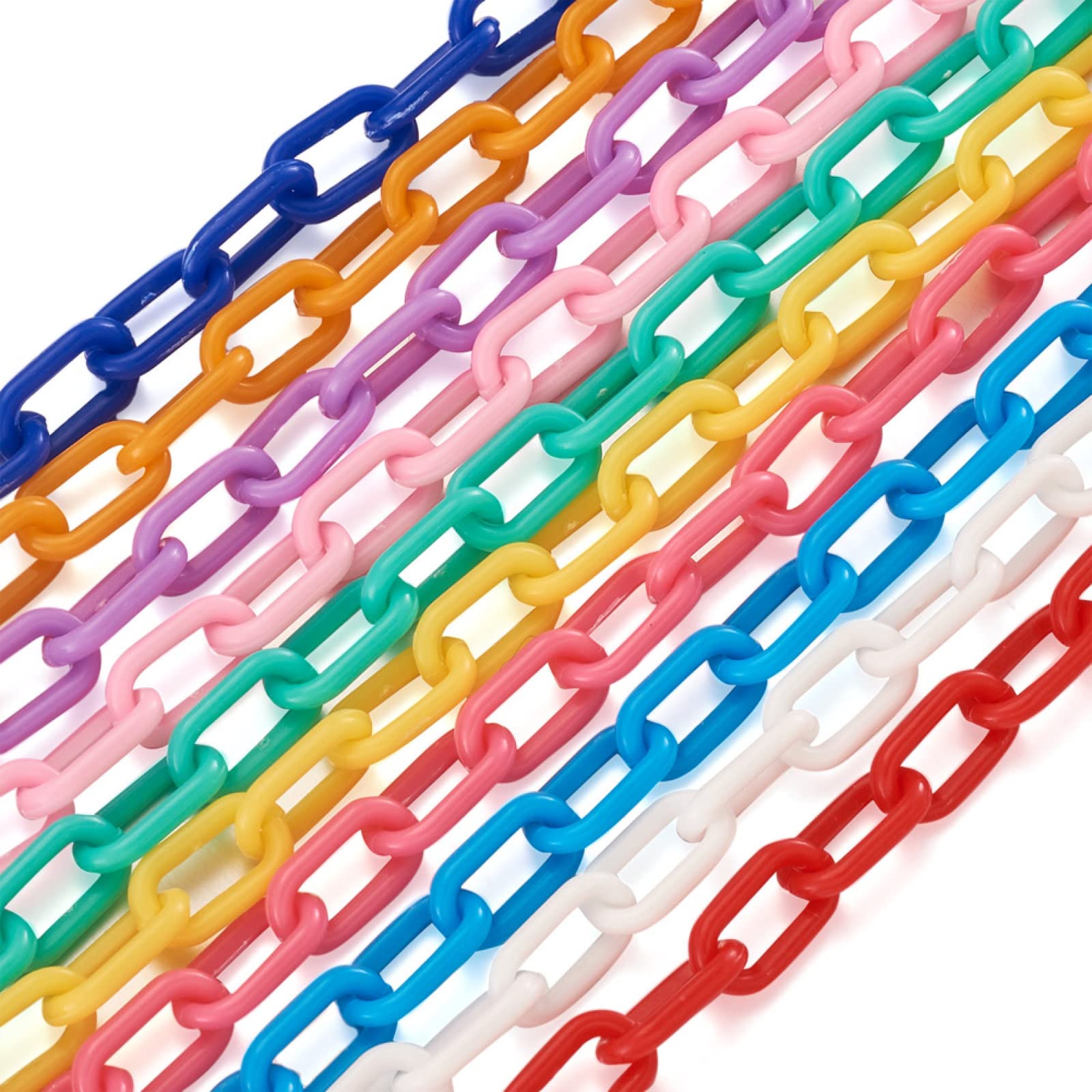 Amazon.com: Beadthoven 40 Strands Acrylic Chains Link Rings, Oval Quick ...