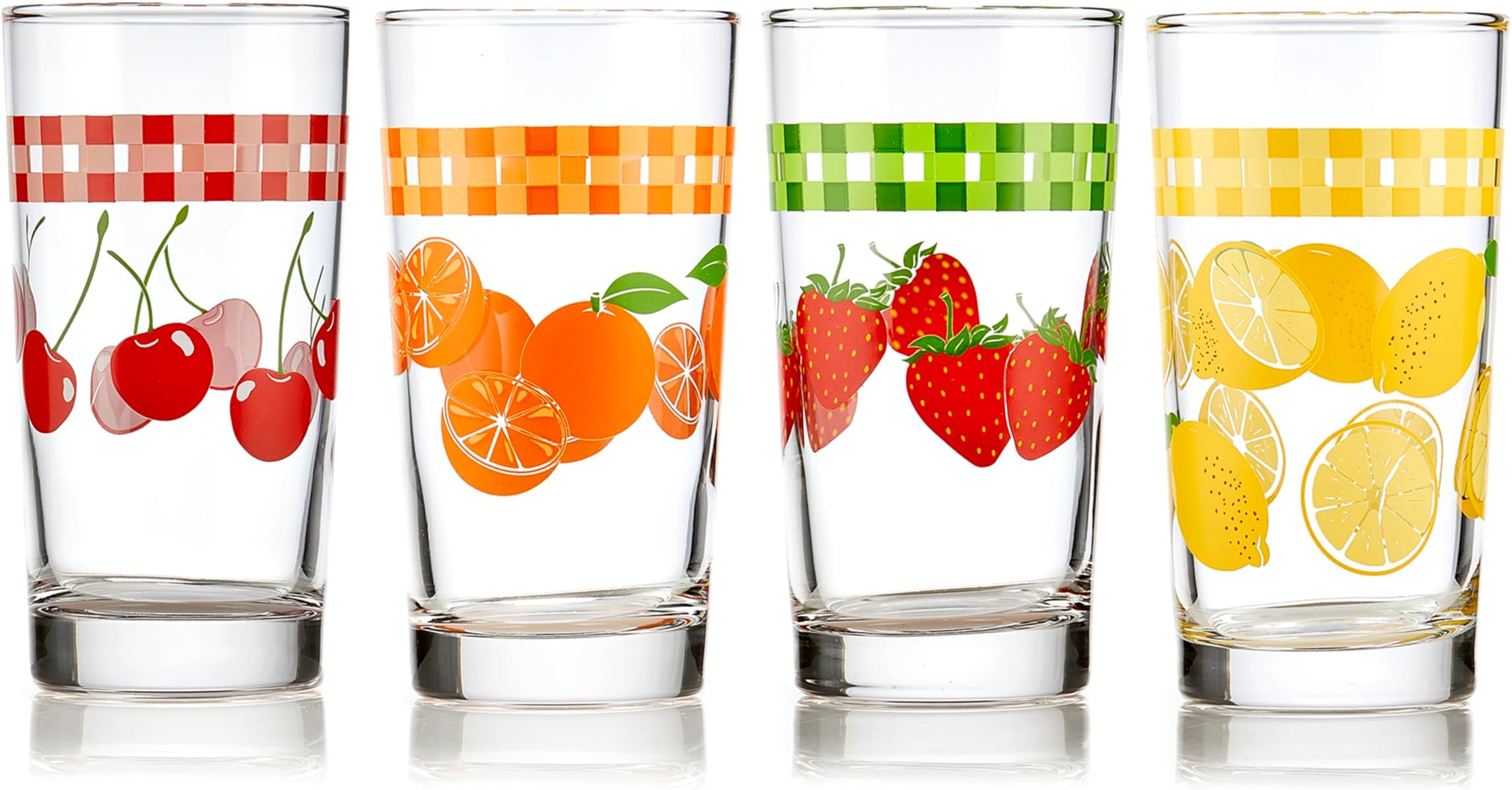 Amazon.com | Libbey Vintage Juice Drinking Glasses Set of 4, Colorful ...