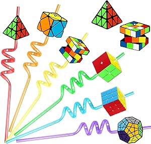 Amazon.com: AFZMON Magic Cube Drinking Straws 24 PCS Mini Colorful Cube ...