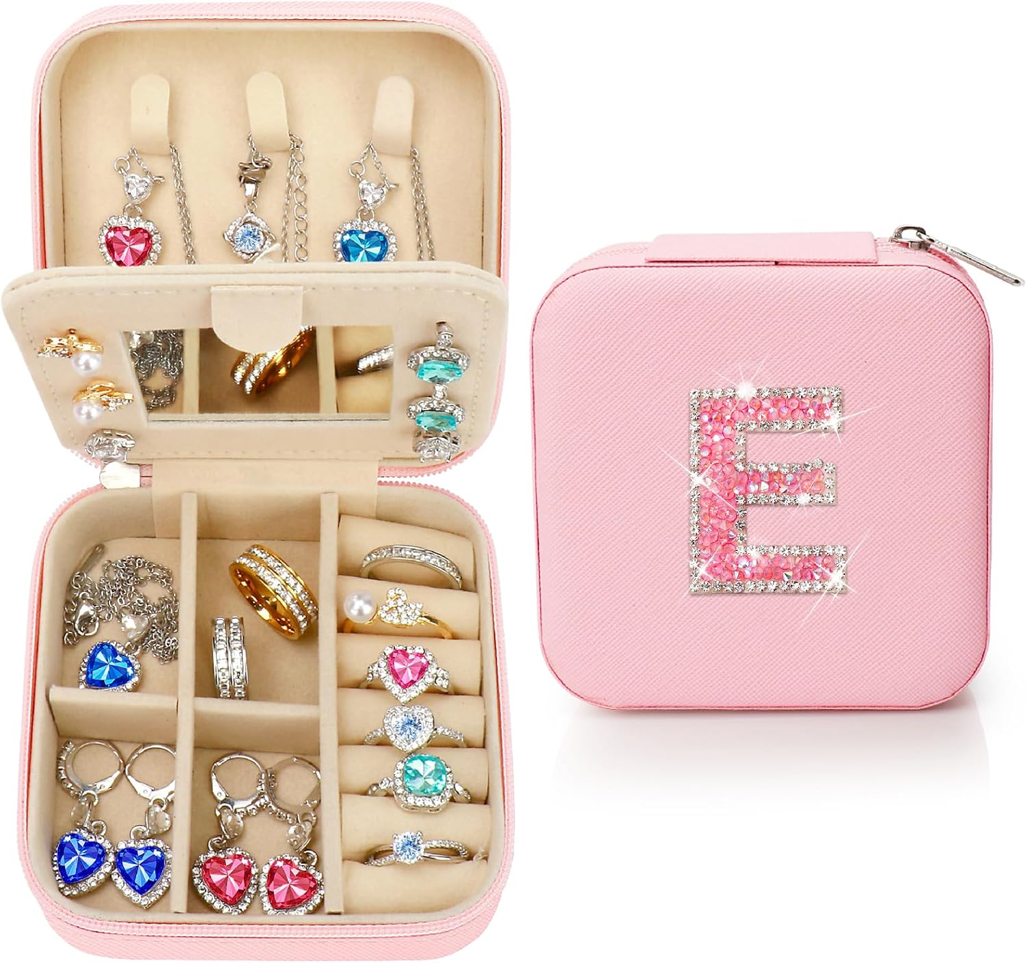 Amazon.com: Nuozme Bling Sparkly Initial Jewelry Case,Personalized ...