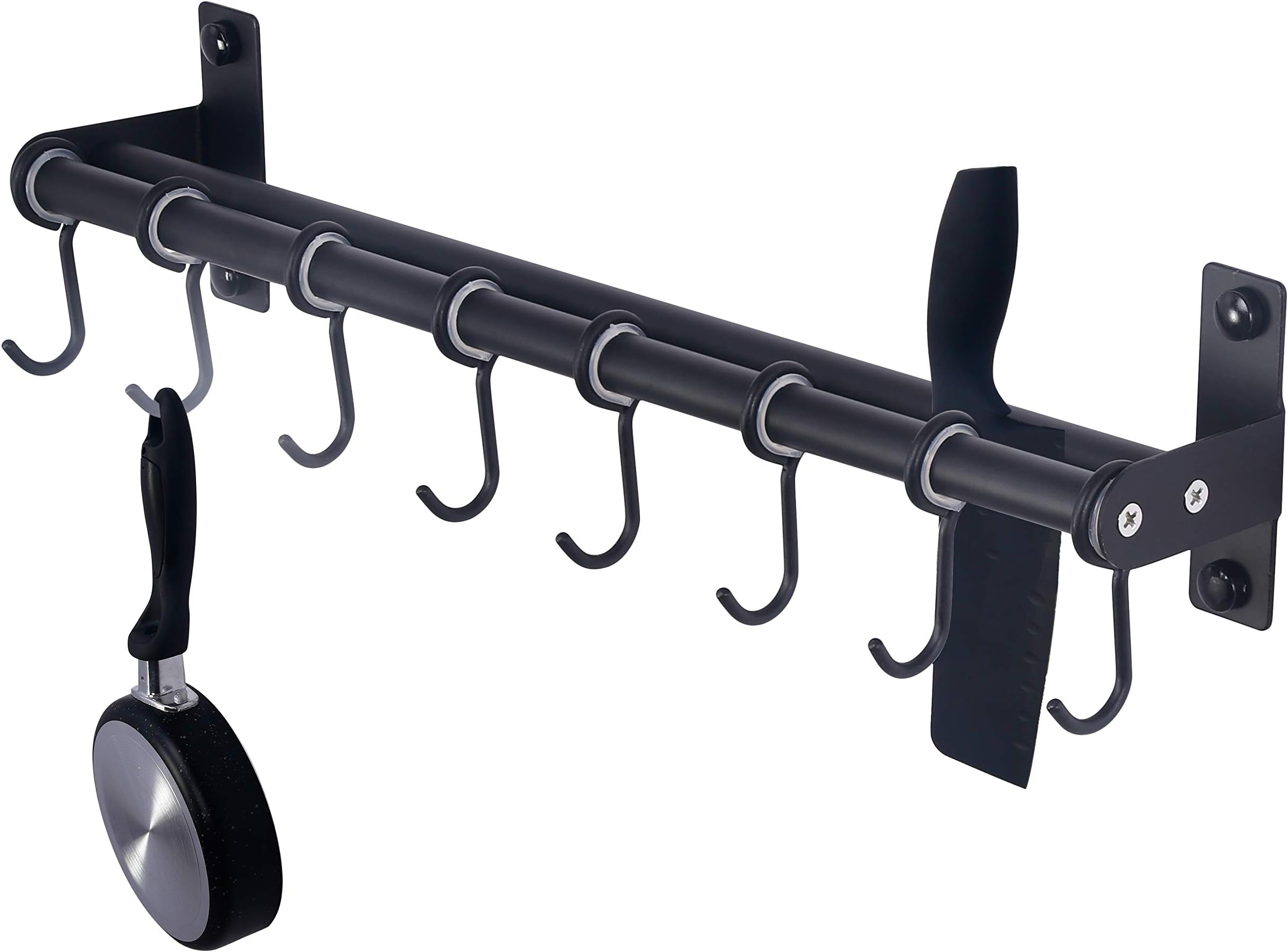 Amazon.com: Patioer Pot Rack, Pots and Pans Hanging Rack Rail with 8 ...