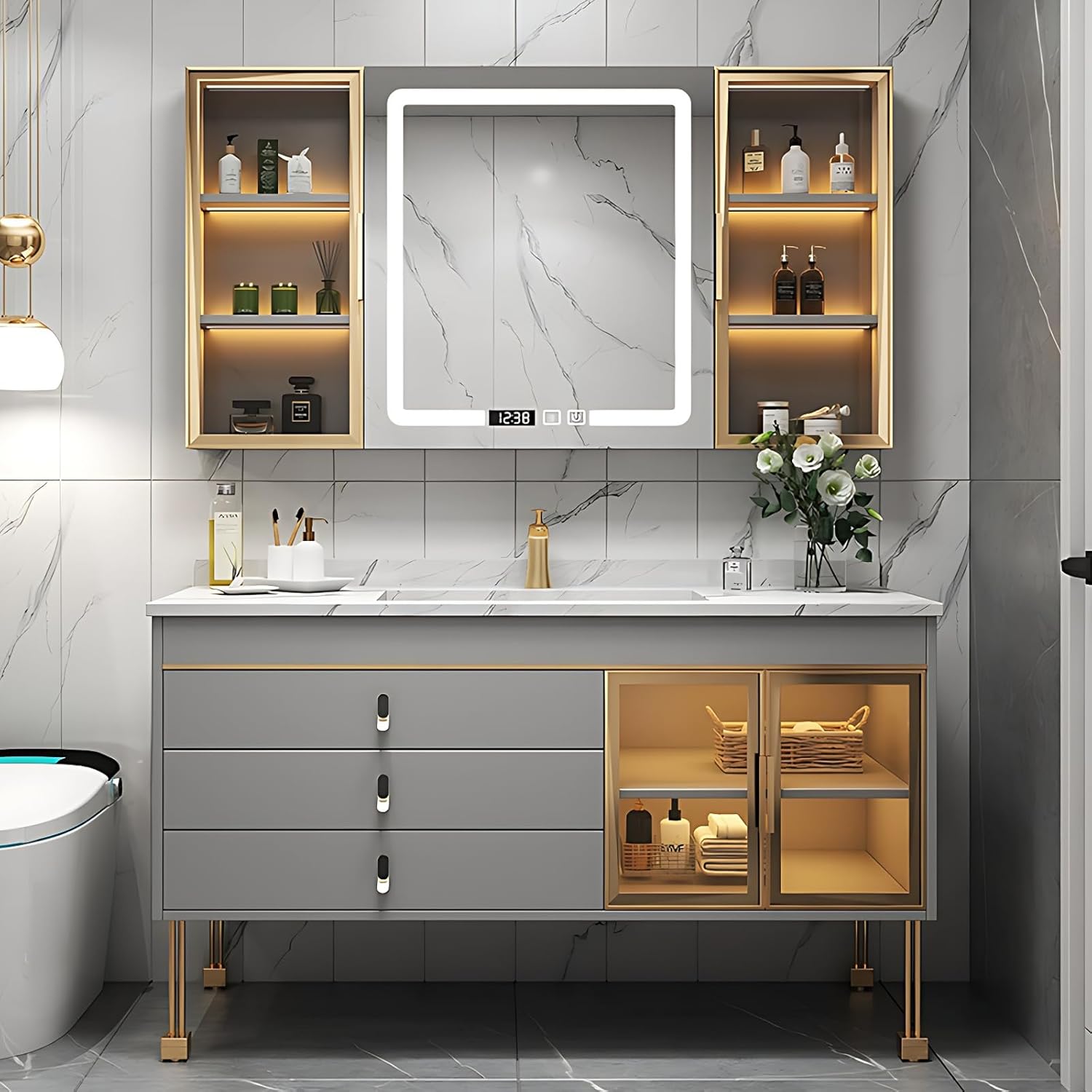 Amazon.com: High QLO Bathroom Vanity with Sink - Freestanding Bathroom ...