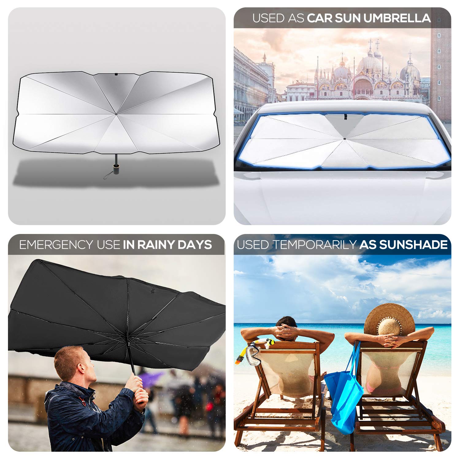 Buy YOHIA Car Windshield Sun Shade Umbrella Collapsible , Foldable Car ...