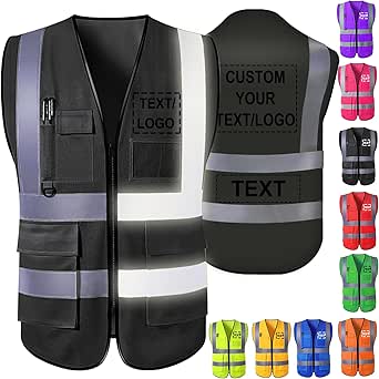 Amazon.com: Custom Safety Vest Personalized Logo Reflective High ...