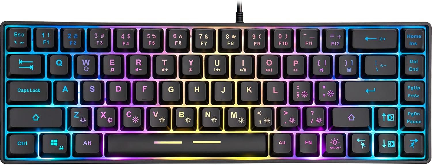 Amazon.com: CHONCHOW Mini RGB 60% Gaming Keyboard, 68 Keys Small ...