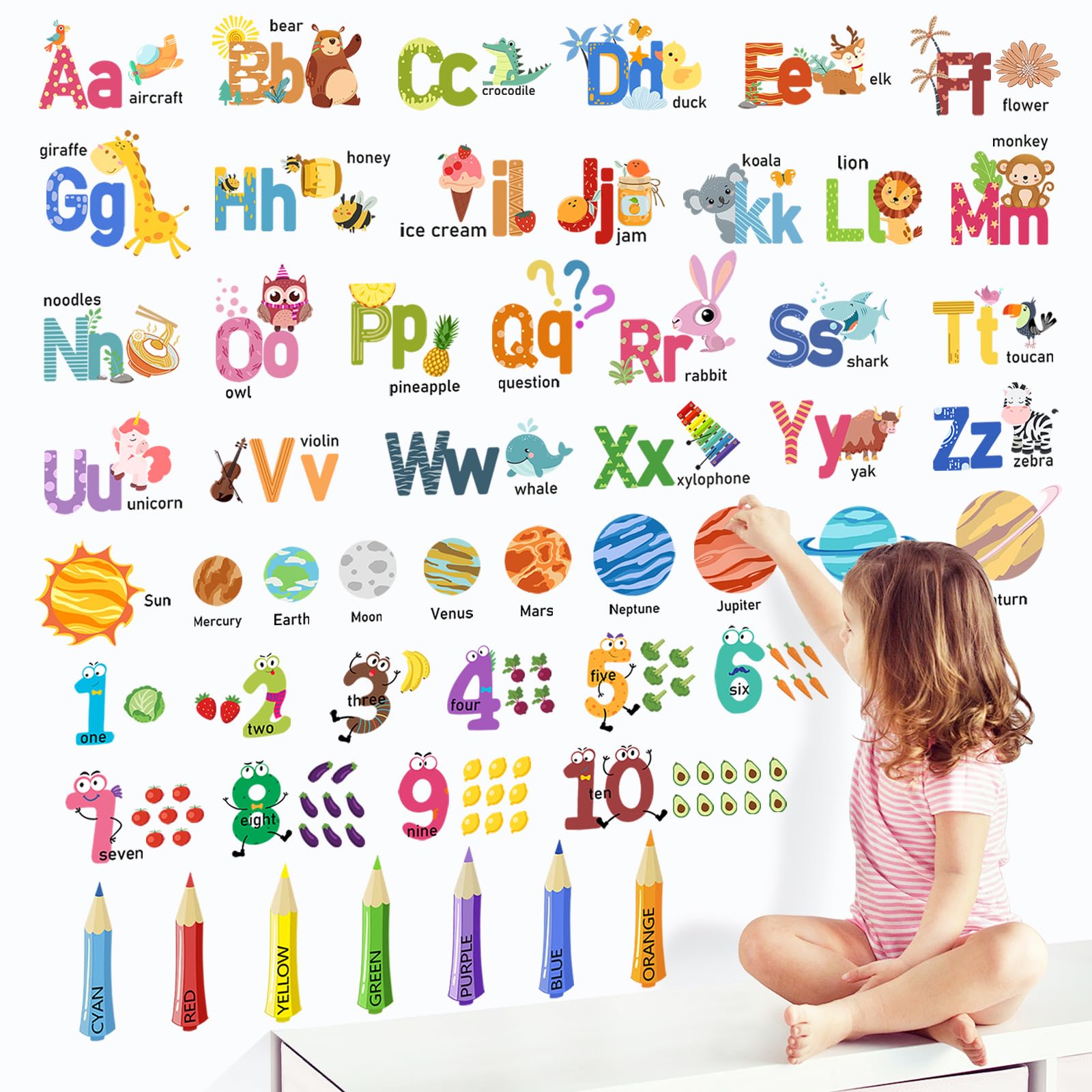 Snapklik.com : Animal Alphabet Numbers Colour Decals Stickers, ABC ...