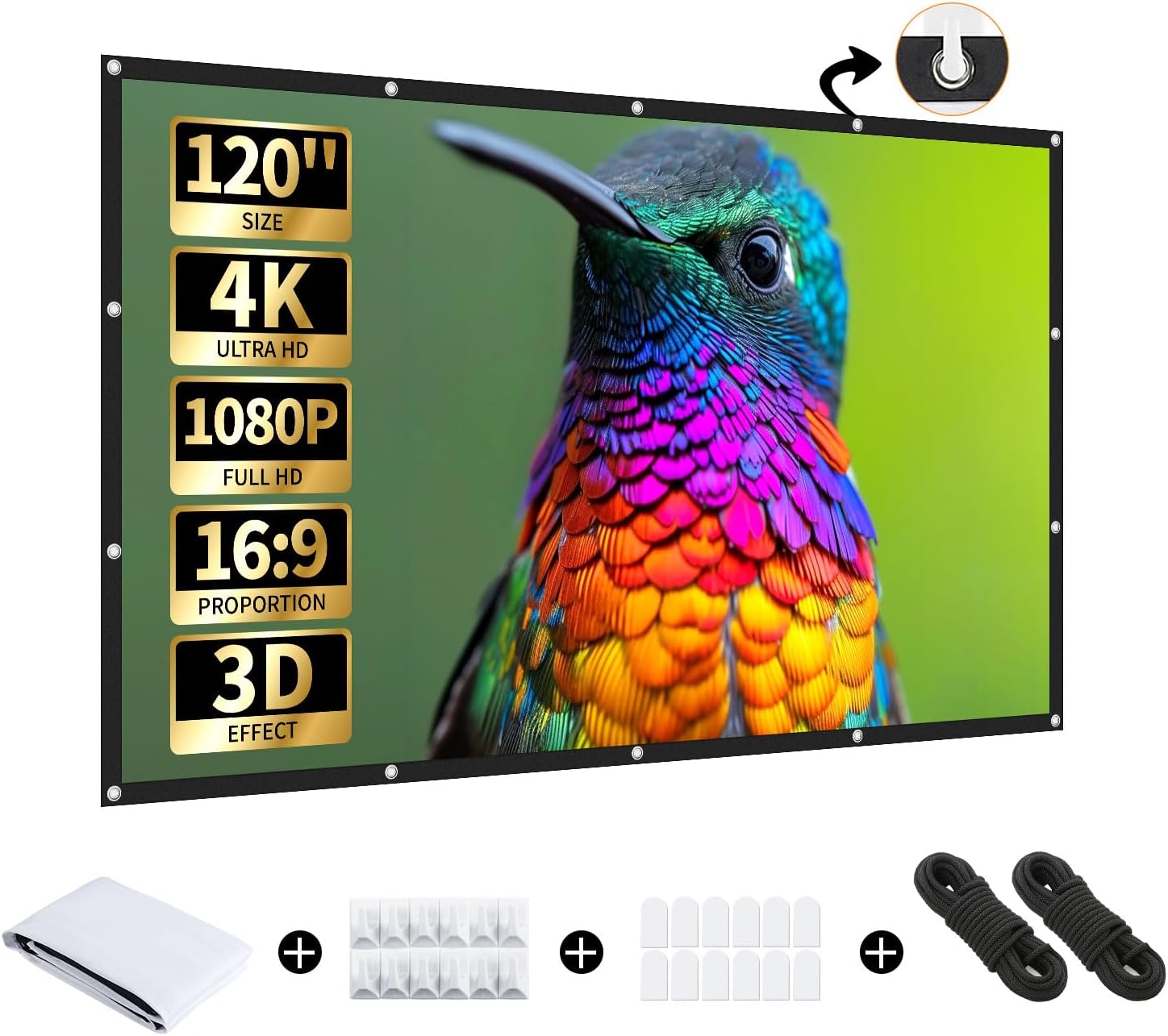 Amazon.com: Aurzen 120-inch Portable Projector Screen, 4K HD 16:9 ...