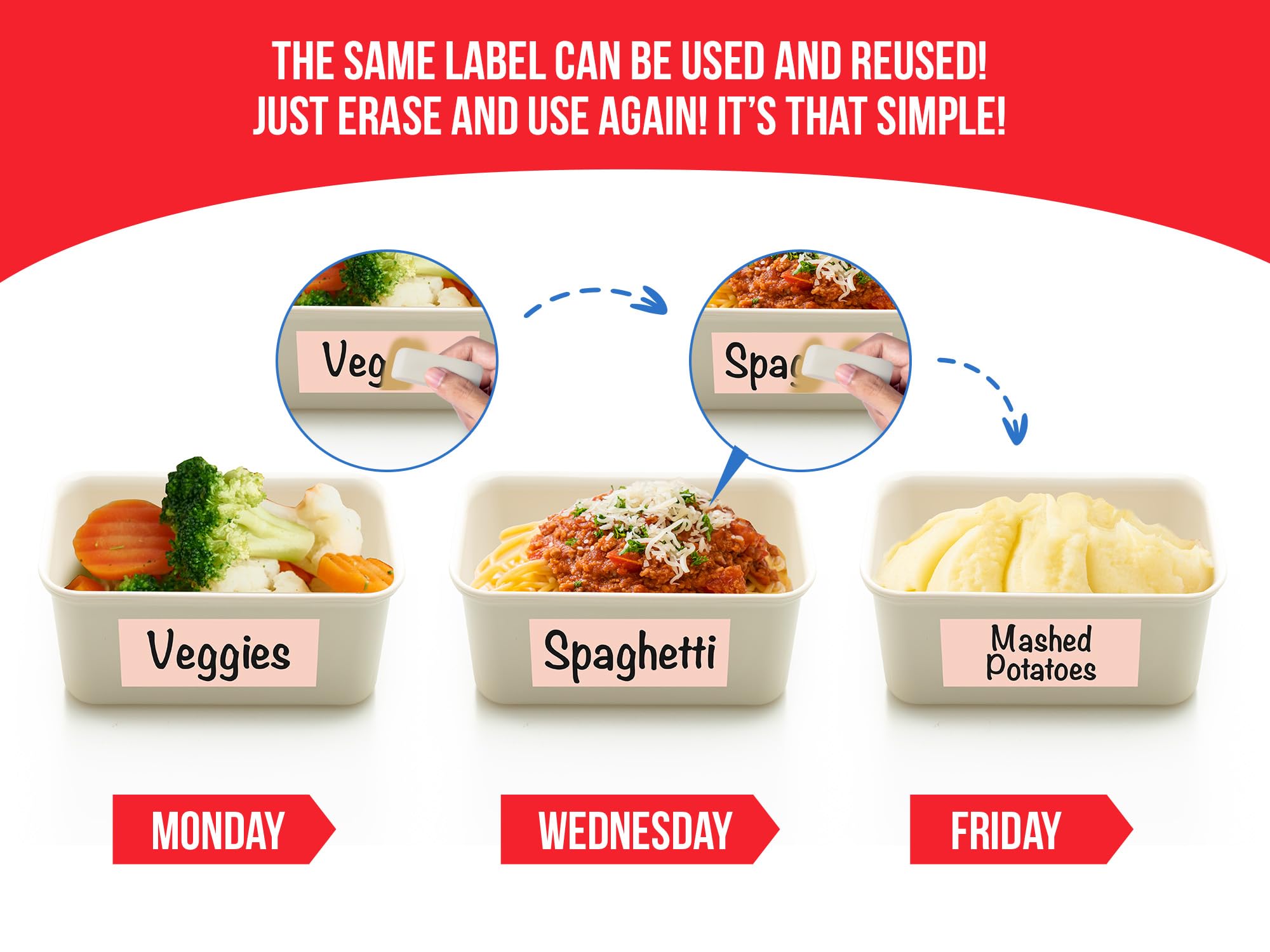 Snapklik.com : MESS Reusable Food Container Labels Erasable, Removable ...