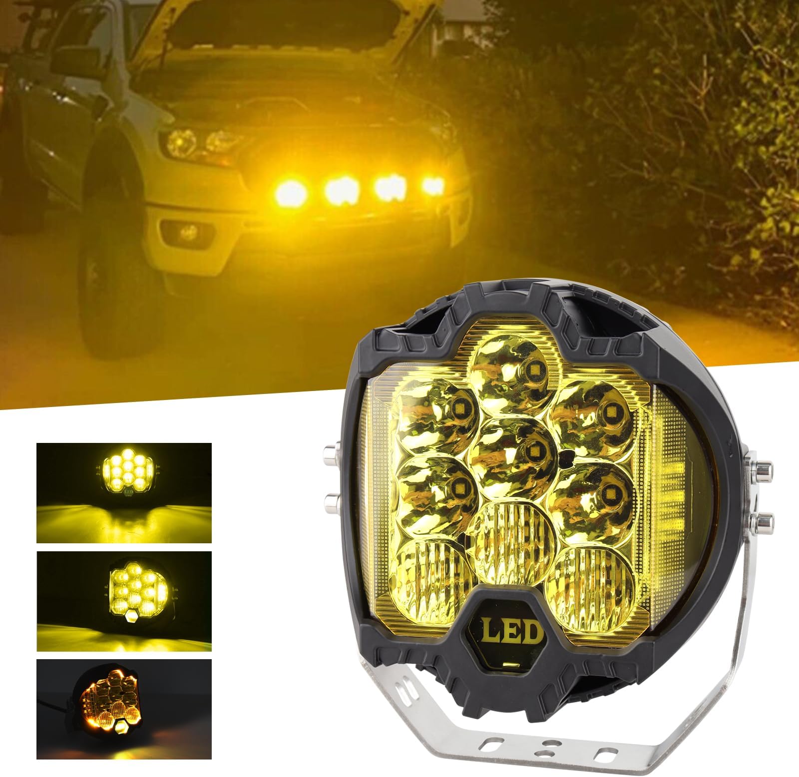 Amazon.com: YYSESRT 7 Inch 90W Amber Yellow LED Offroad Light with DRL ...