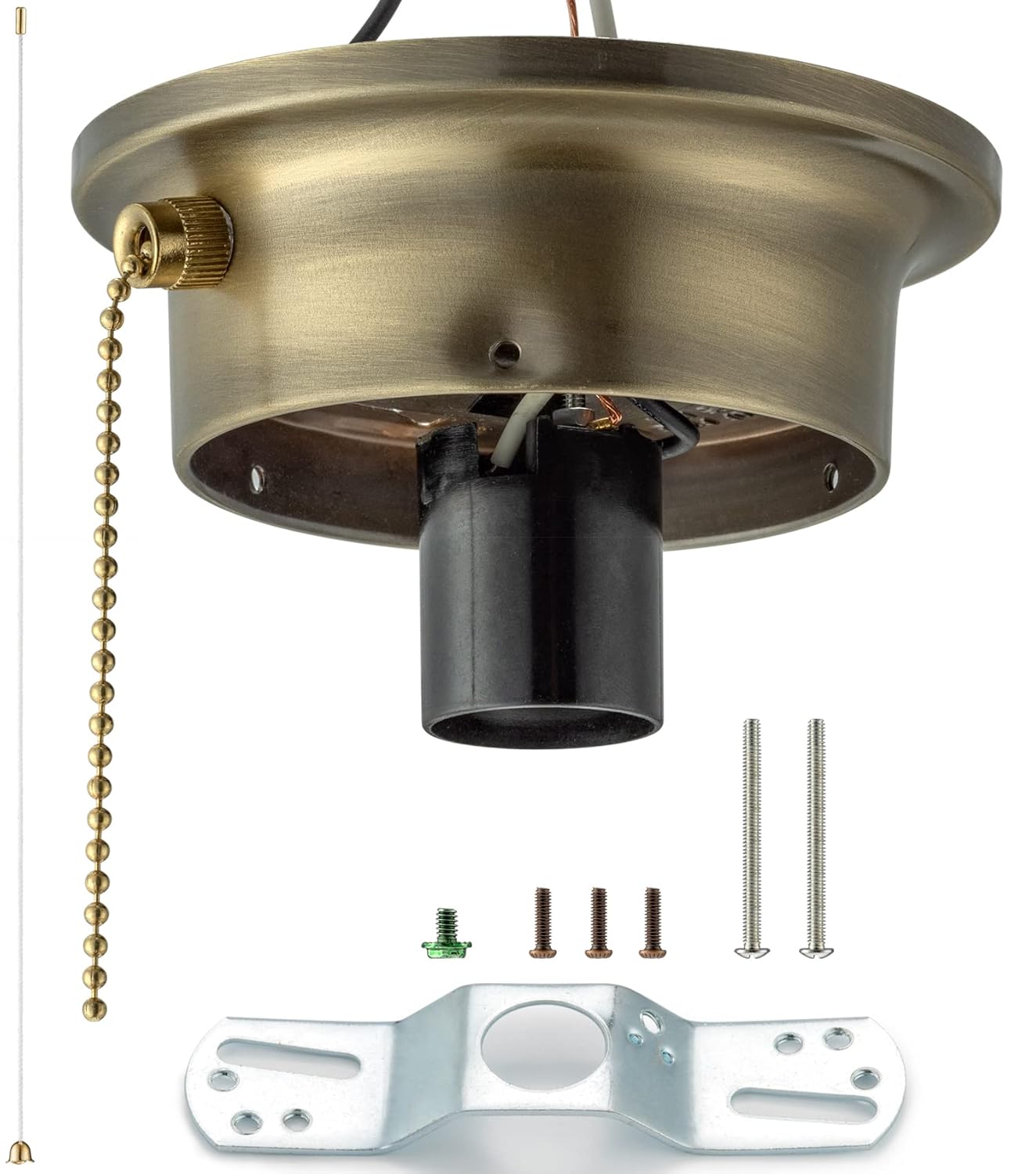 Pull Chain Light Fixture, Ceiling Light Base with Pull Chain, Single ...