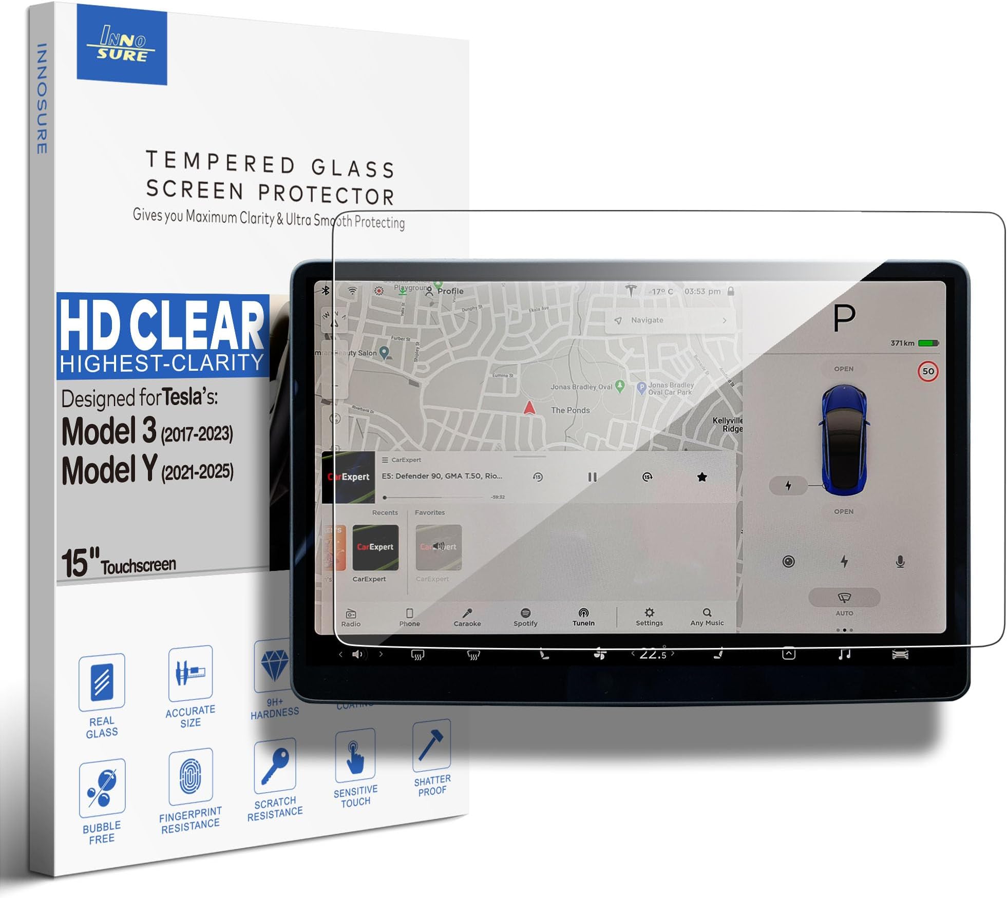 Amazon.com: Tempered Glass Screen Protector for Tesla Model Y ...