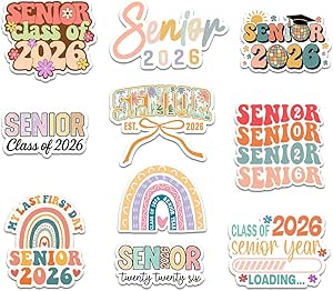 Amazon.com: (10Pcs) Senior 2026 Sticker Pack, Cute Girly High School ...