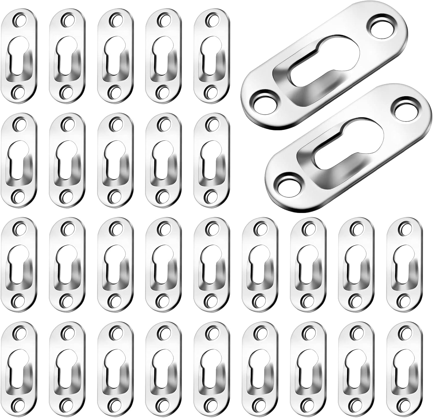 Litoexpe 30 Pcs Single Keyhole Hangers, Silver Metal Keyhole Hanging ...