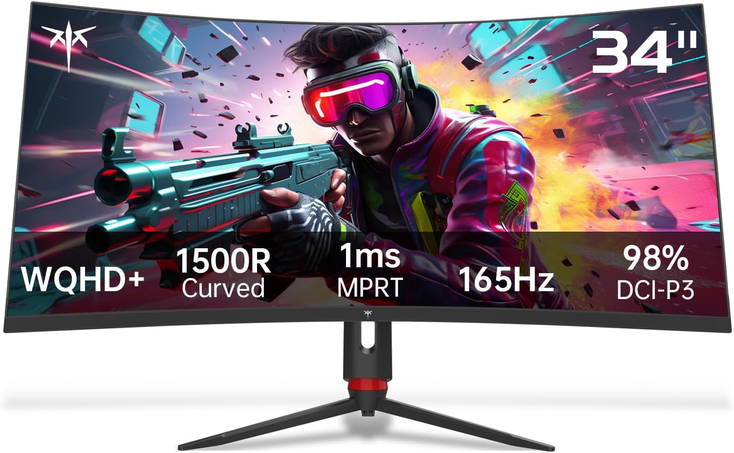 KTC 34'' Curved Ultrawide Gaming Monitor, 21:9, 3440x1440p 165Hz 1ms ...