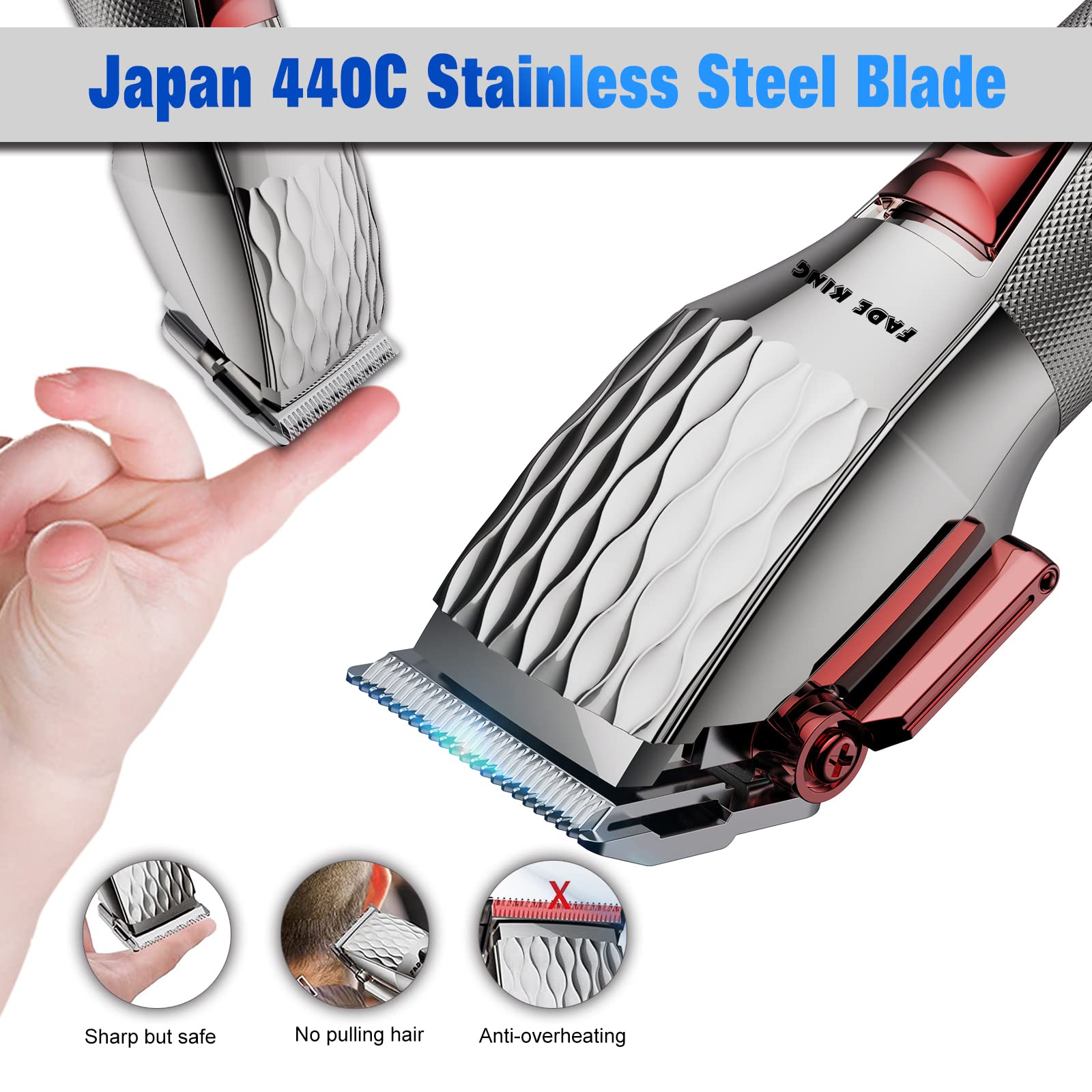 FADEKING® Professional Hair Clippers for Men - Cordless Barber Clippers ...