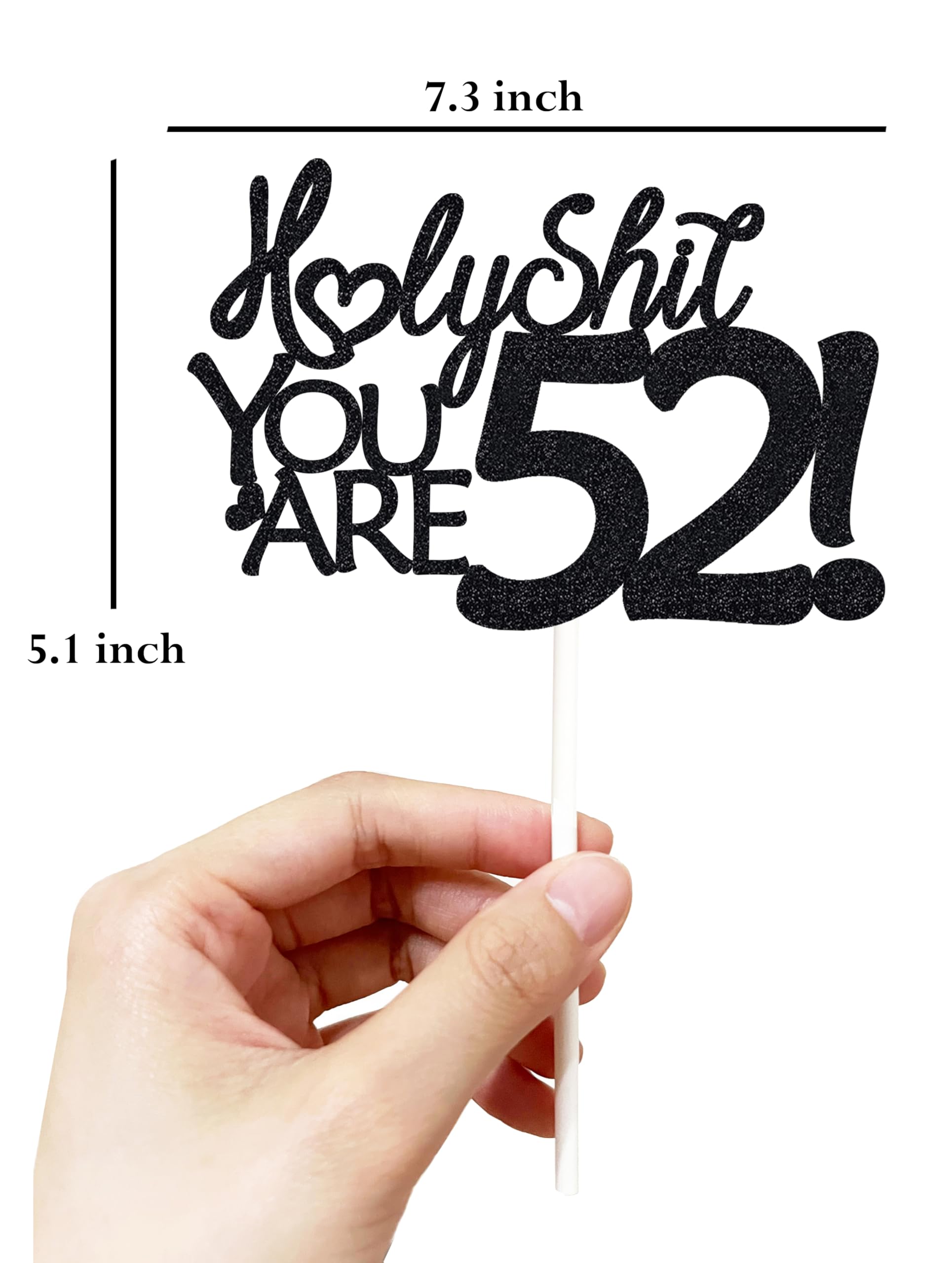 Snapklik.com : 52 Cake Toppers, 52 Birthday Cake Toppers-Black Glitter ...