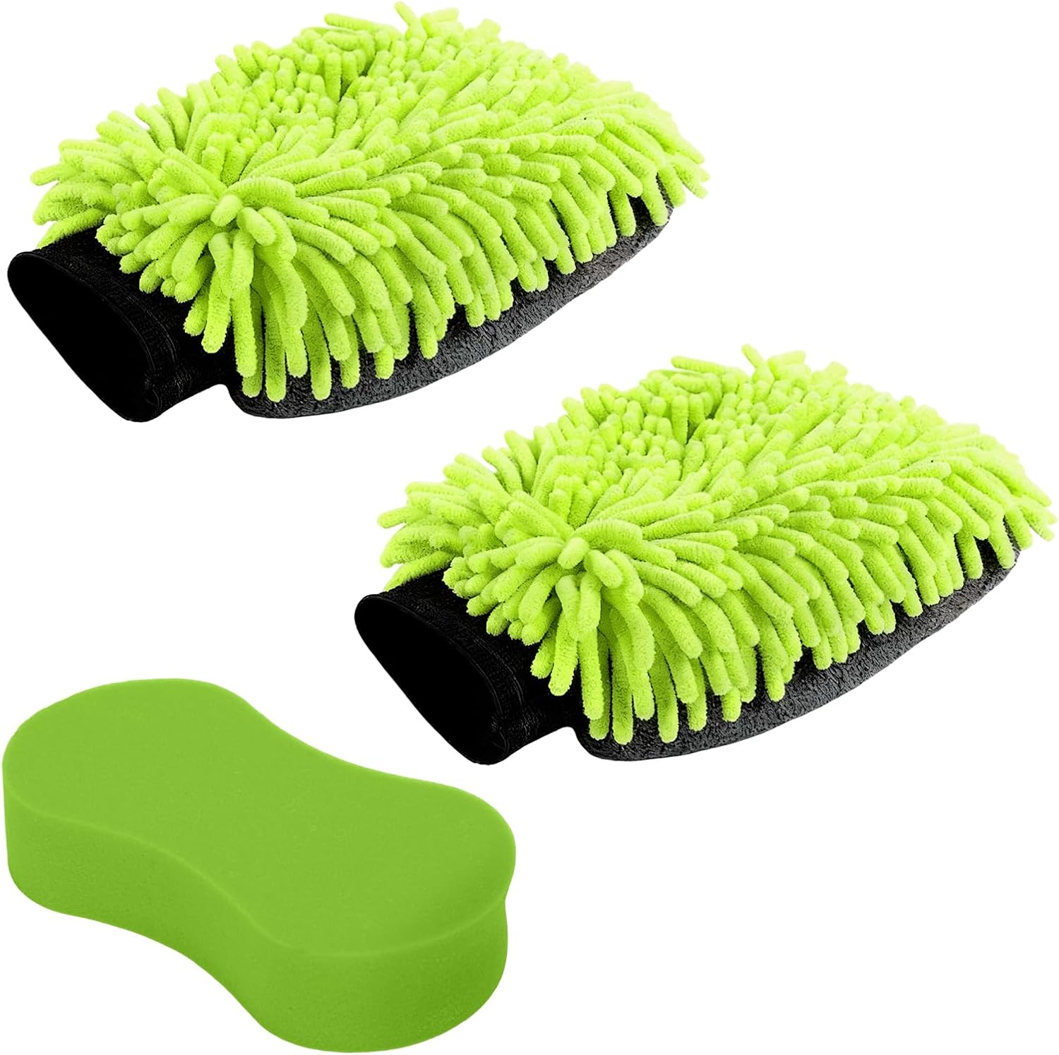 Amazon.com: Sayene 2 Pack Car Wash Mitt Microfiber & Car Wash Sponge ...