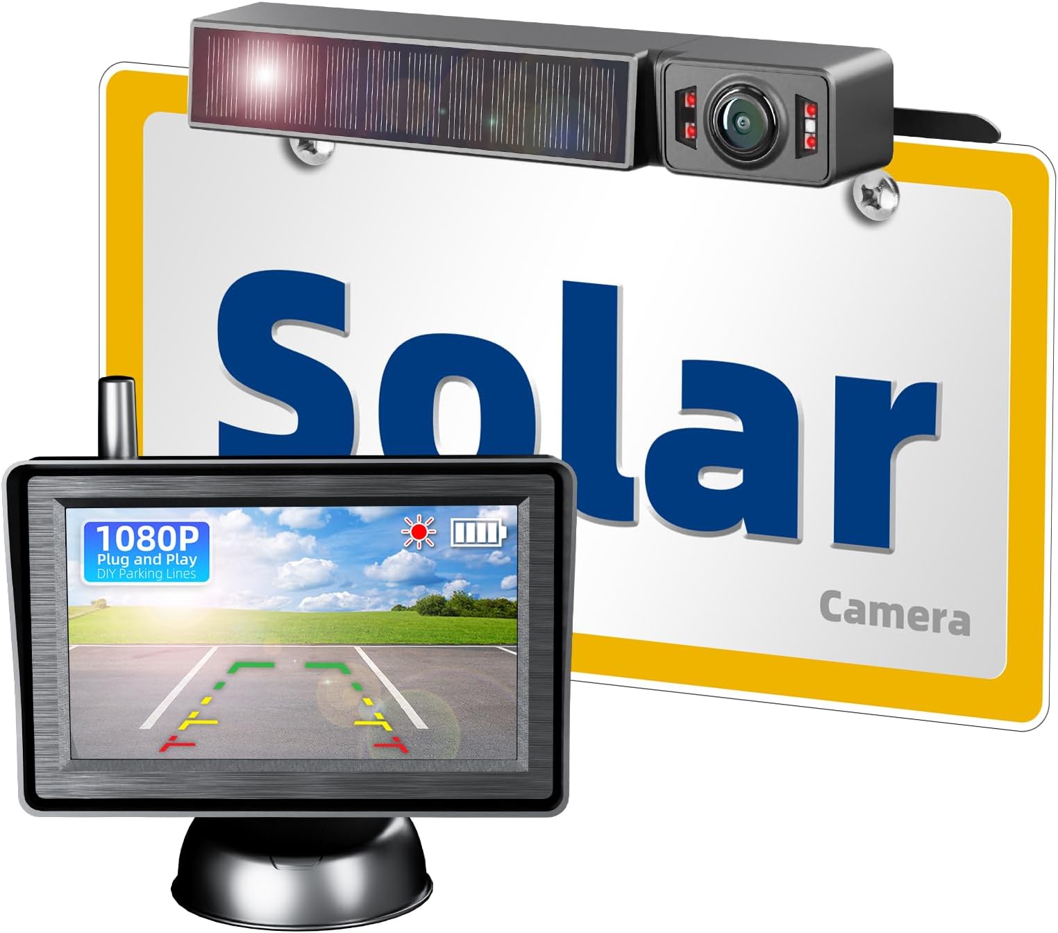 Amazon.com: Solar Wireless Backup Camera with IR Night Vision, 3 Mins ...