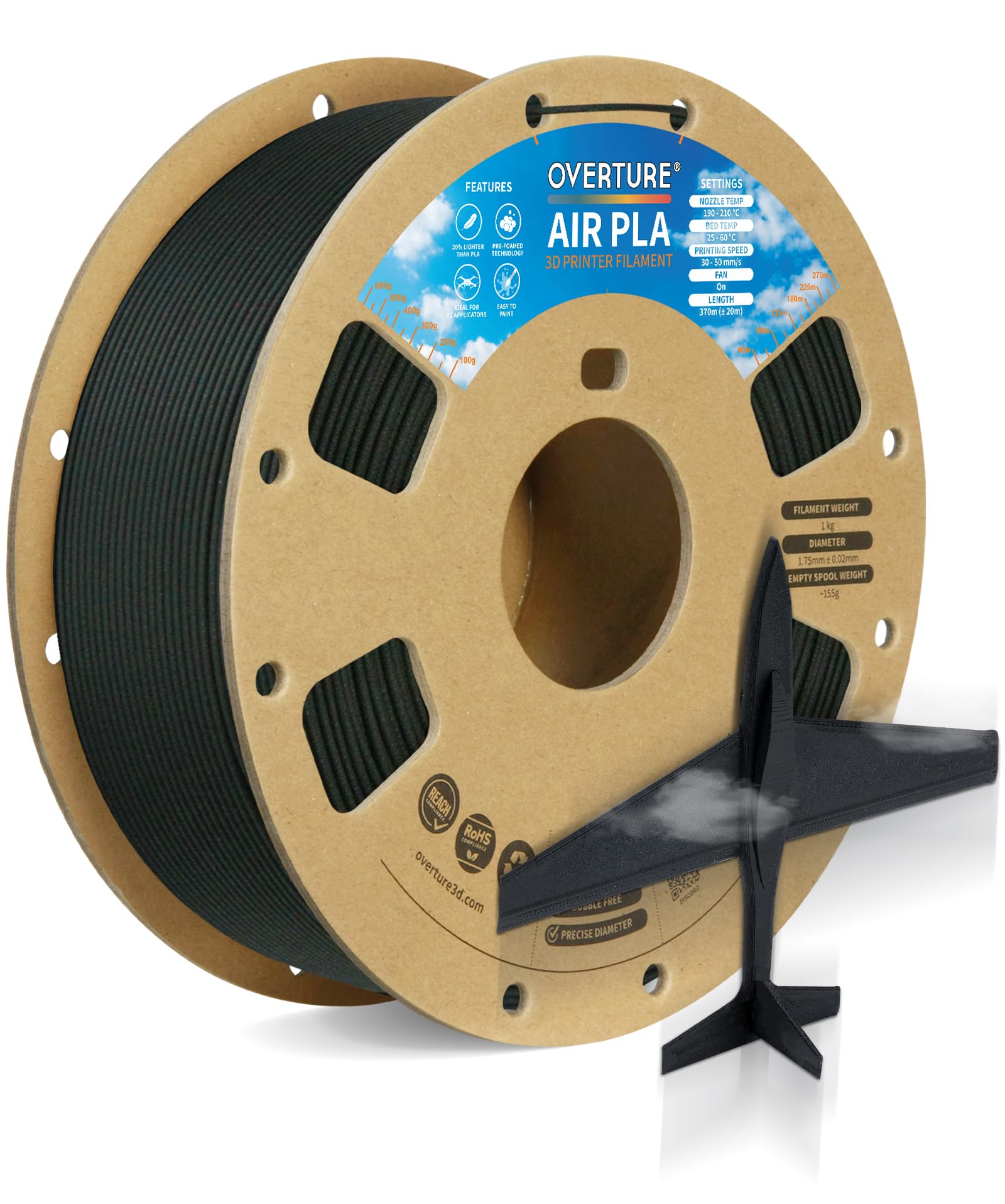 Snapklik.com : OVERTURE Air PLA Filament, Pre-Foamed PLA Low-Density ...