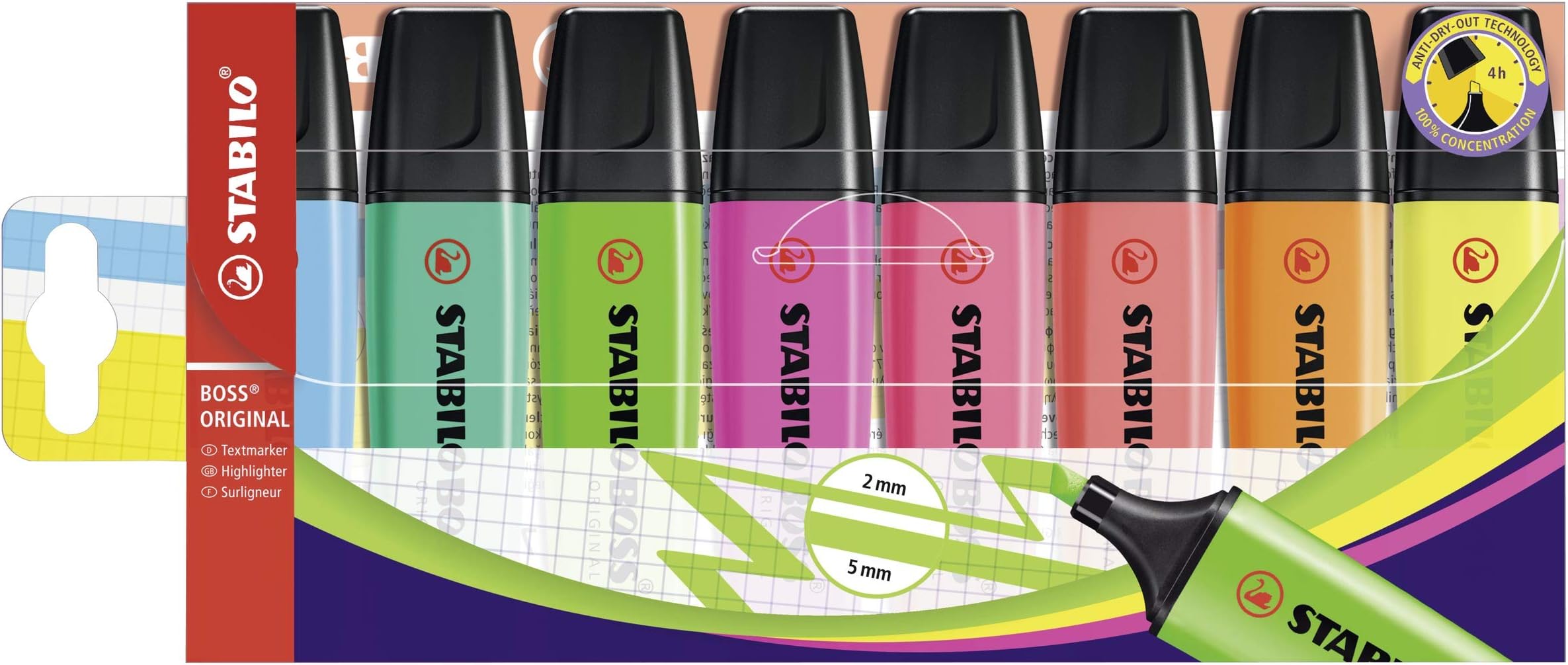 Amazon.com: STABILO Highlighter BOSS ORIGINAL - Pack of 8 - Assorted ...