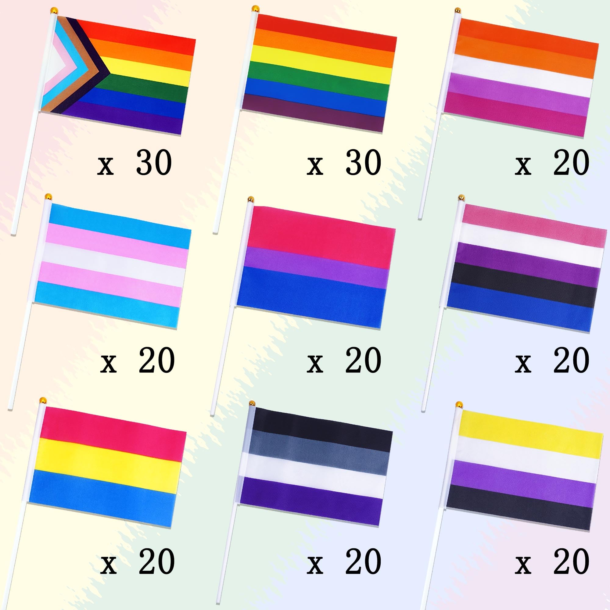 Snapklik.com : 200 Pack Progress Rainbow Pride Flag Set Small Gay Stick ...