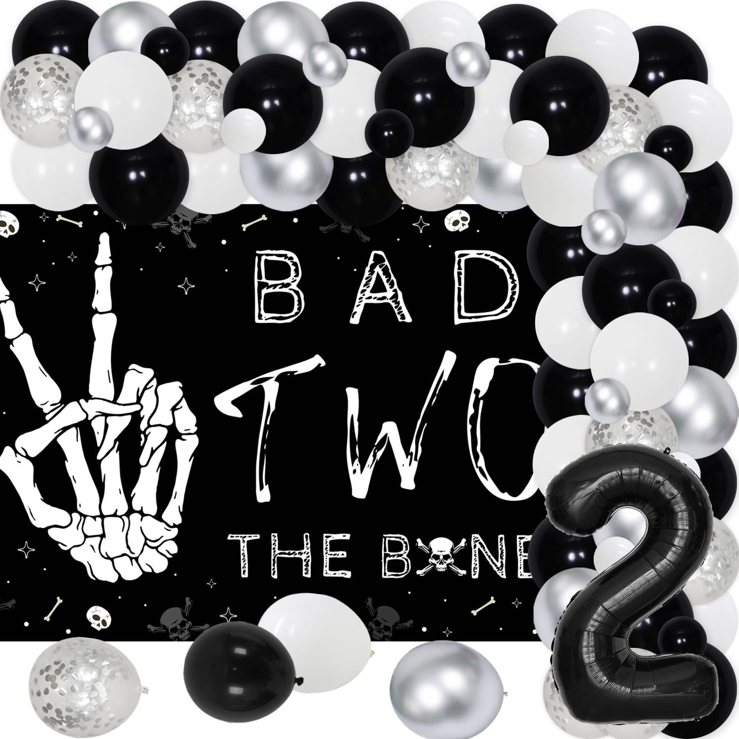 Amazon.com: 80Pcs Bad Two the Bone 2nd Birthday Party Decorations for ...