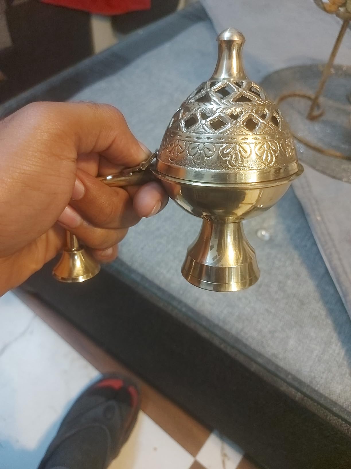 AIOP Home Purifying Brass Dhuna Loban Burner Dhooni Dhoop Dhuni (Small ...