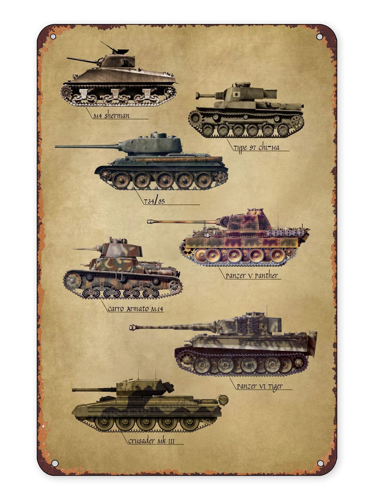 Amazon.com : WWII Tanks Metal Sign Retro Military Poster Prints Home ...